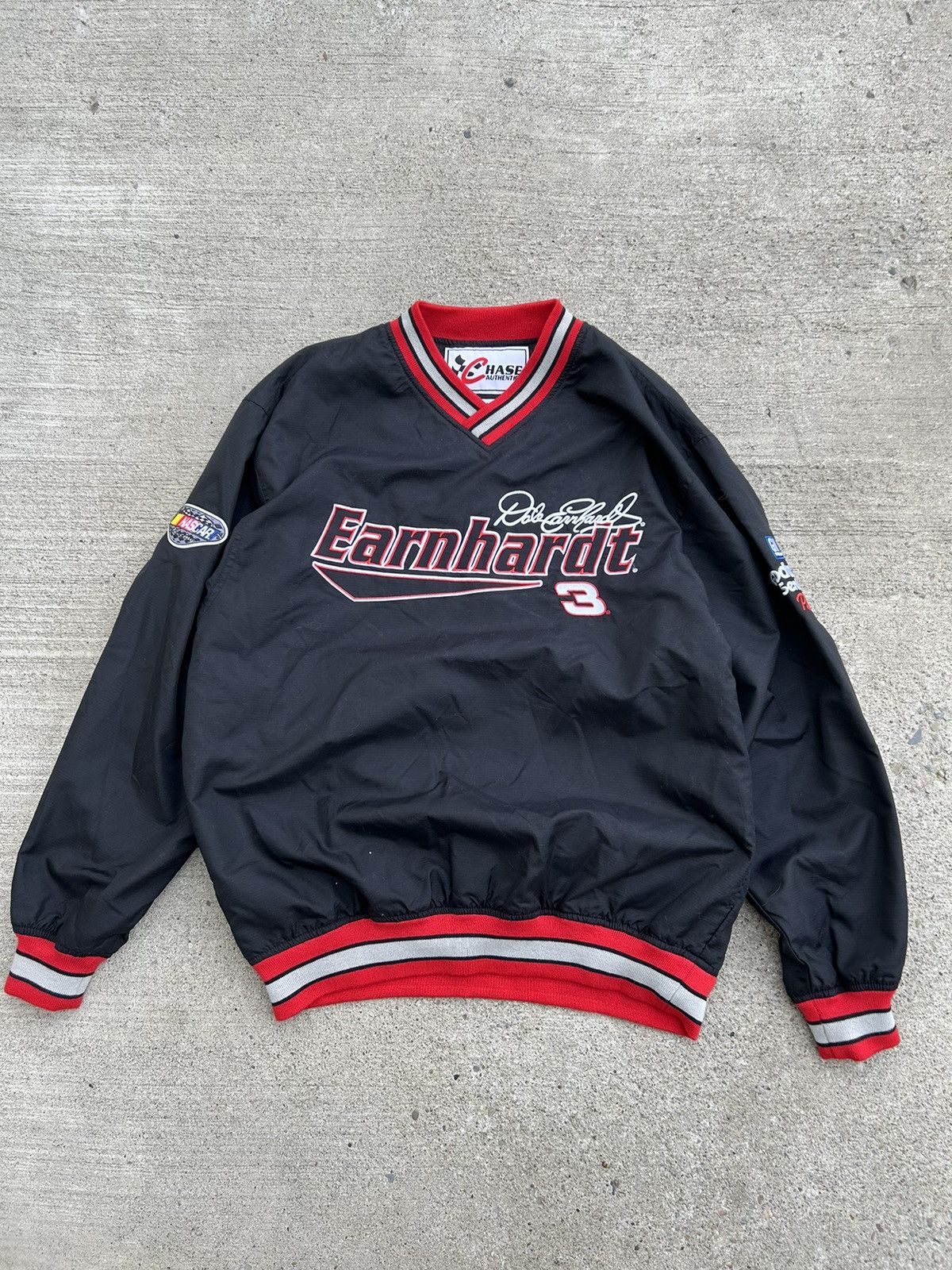 Chase Authentics × NASCAR Black Red Dale Earnhardt Pullover Windbreaker ...