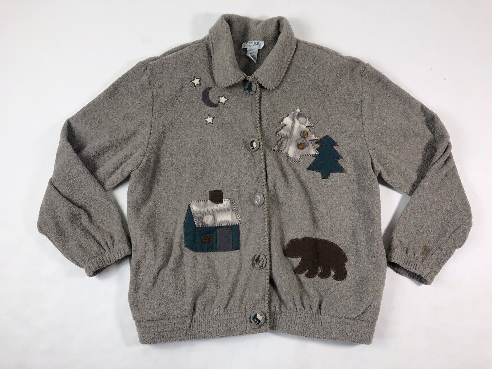 Vintage Vintage 80s 90s Teddi Fleece Embroidered Pine Trees Jacket ...