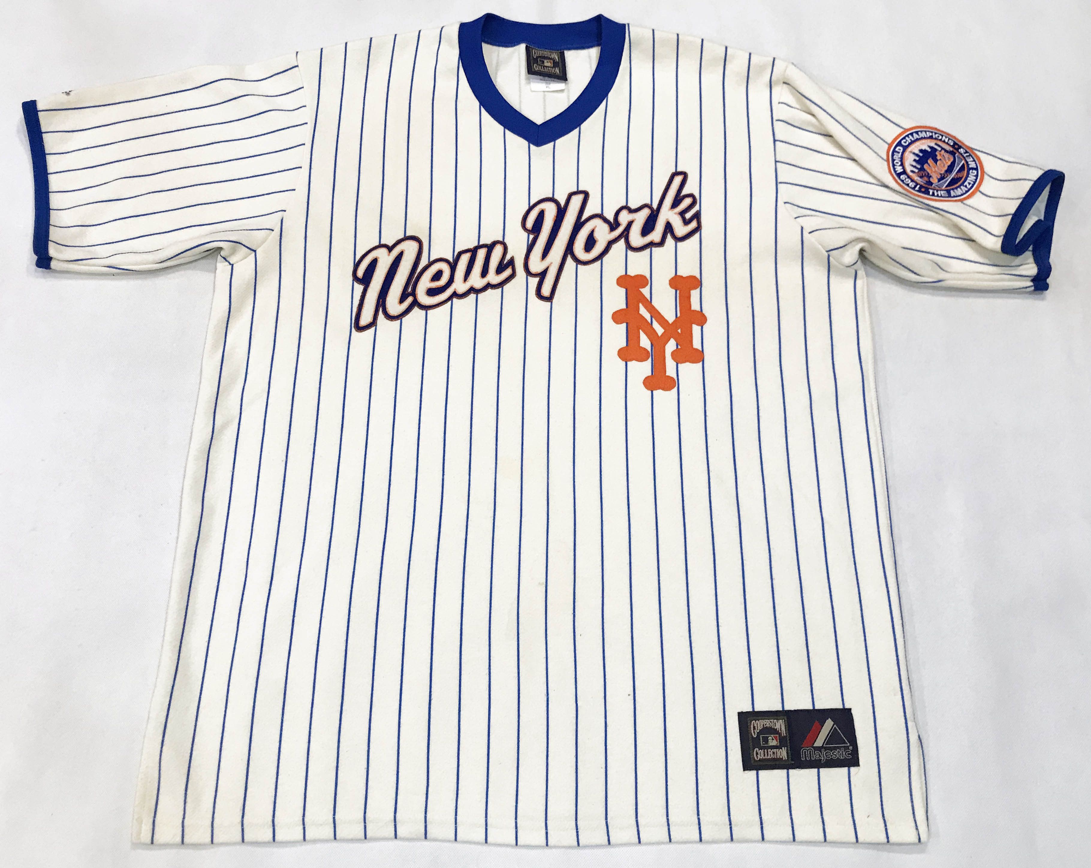 Majestic × Vintage Majestic Cooperstown MLB New York Mets Pinstripe ...
