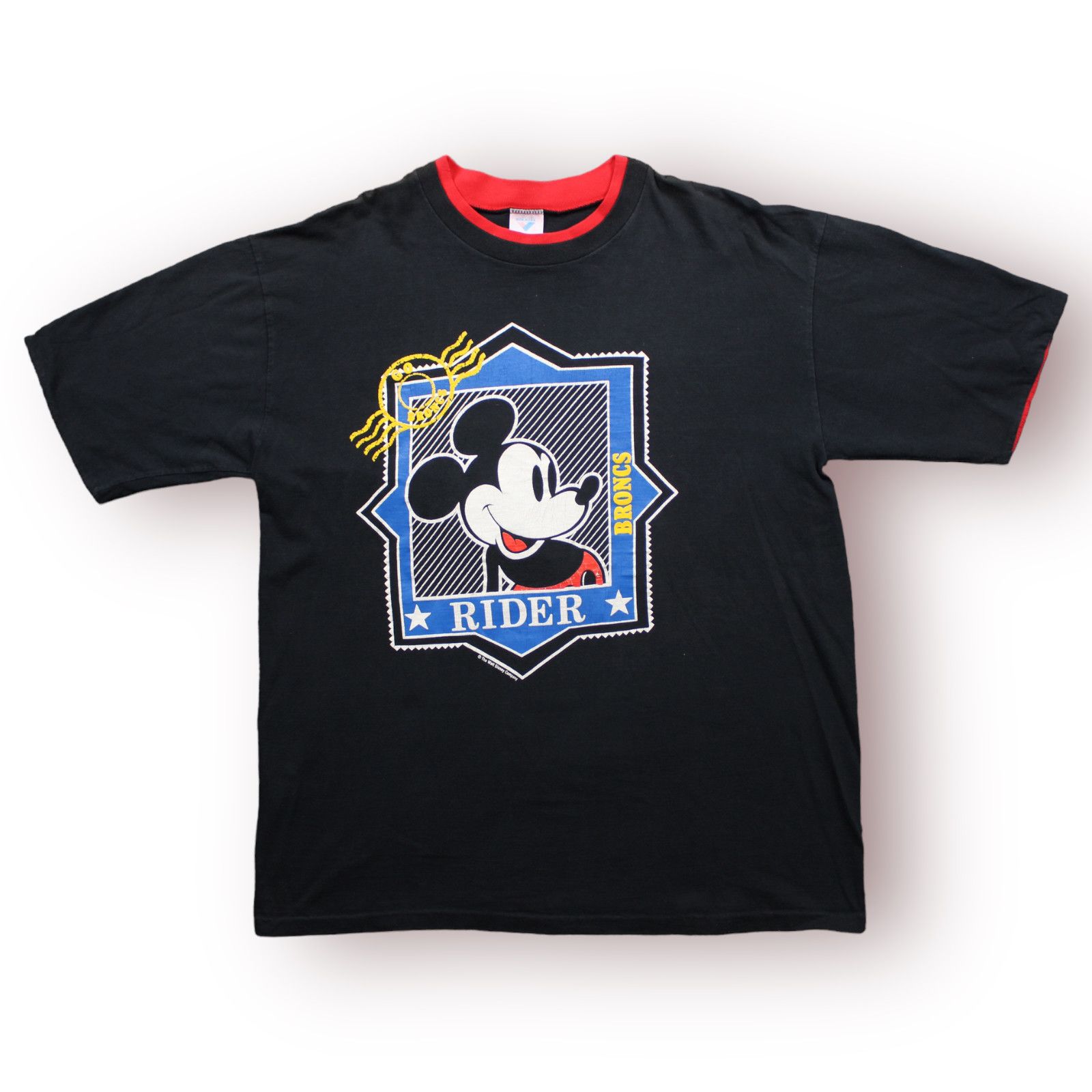 Vintage Vintage Disney Mickey Mouse Rider University Broncs T-Shirt ...