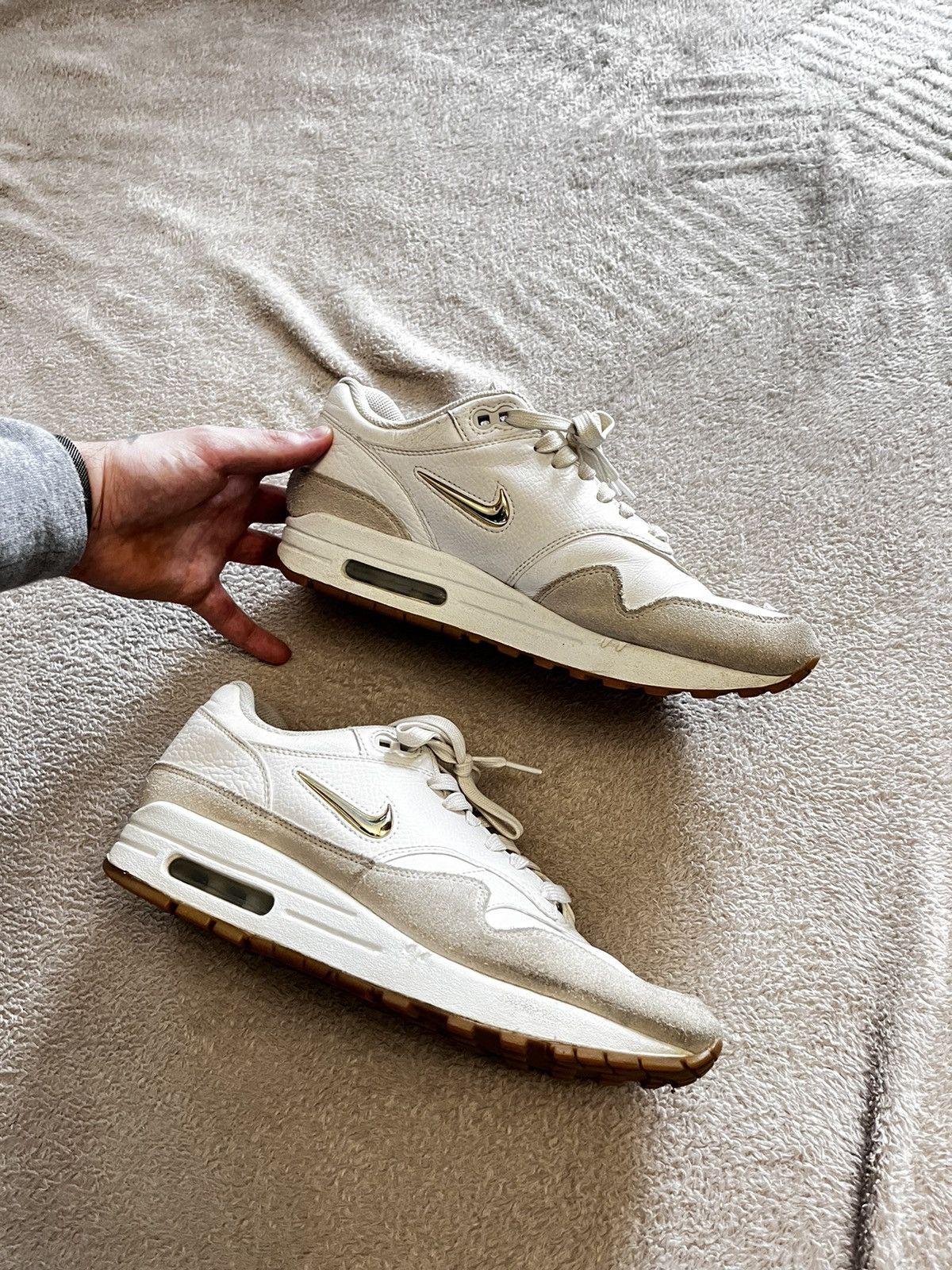 Nike Nike air max 1 summer White Gold swoosh logo drip flex | Grailed