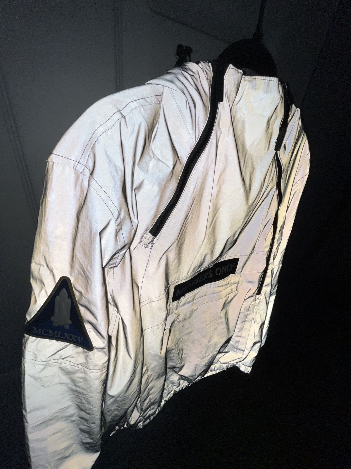 Members Only Members Only Silver Space Suit Jacket Reflective | Grailed