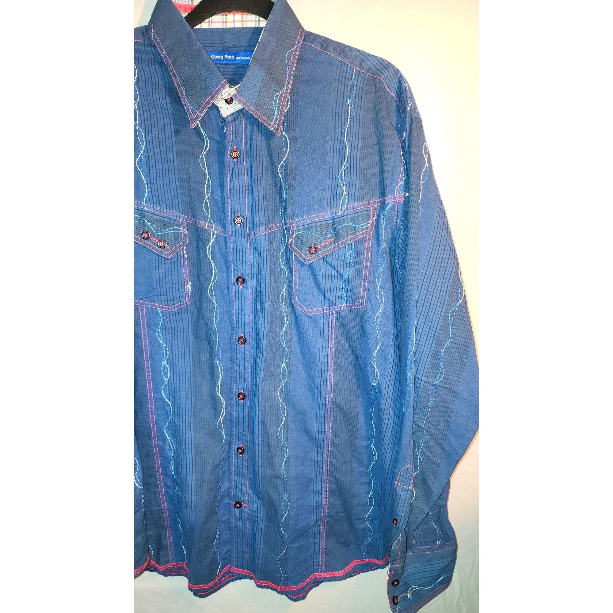 The Unbranded Brand George Roth Los Angeles Mens Large Navy Blue Button ...