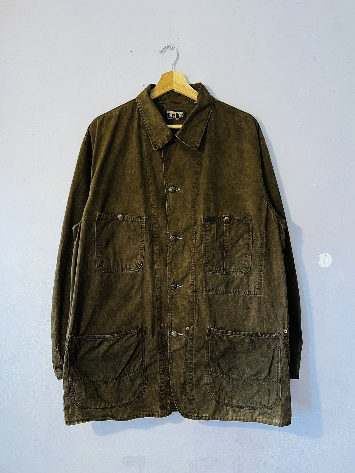 Japanese Brand vintage blue blue japan x hr market 7pocket work jacket ...