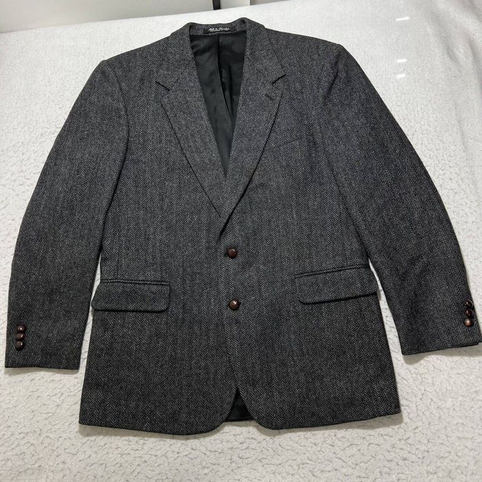 Robert Stock Vintage Robert Stock Tweed Wool Herringbone Sport Coat 44L ...