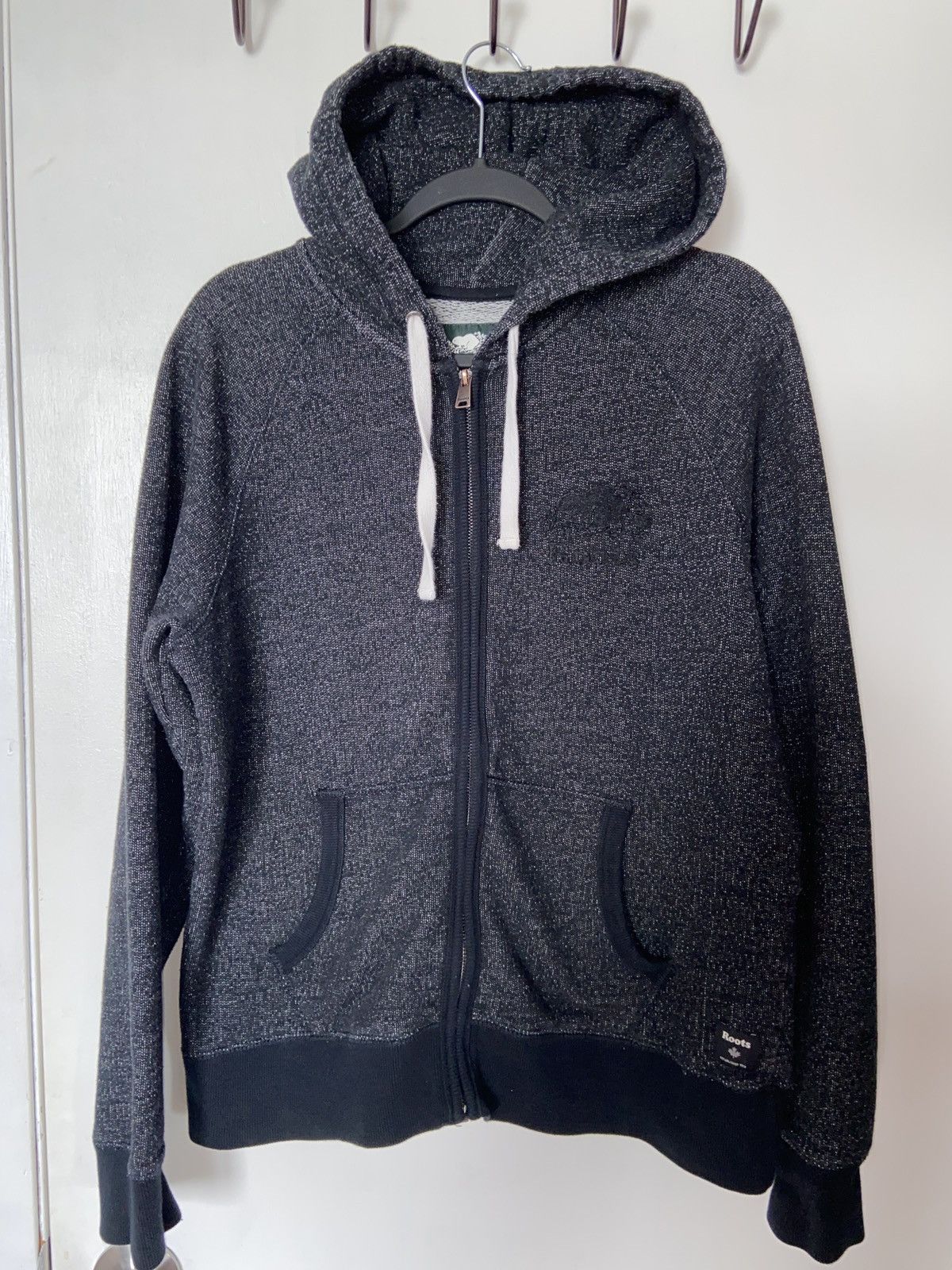 Roots Roots black peppered full zip up hoodie | Grailed