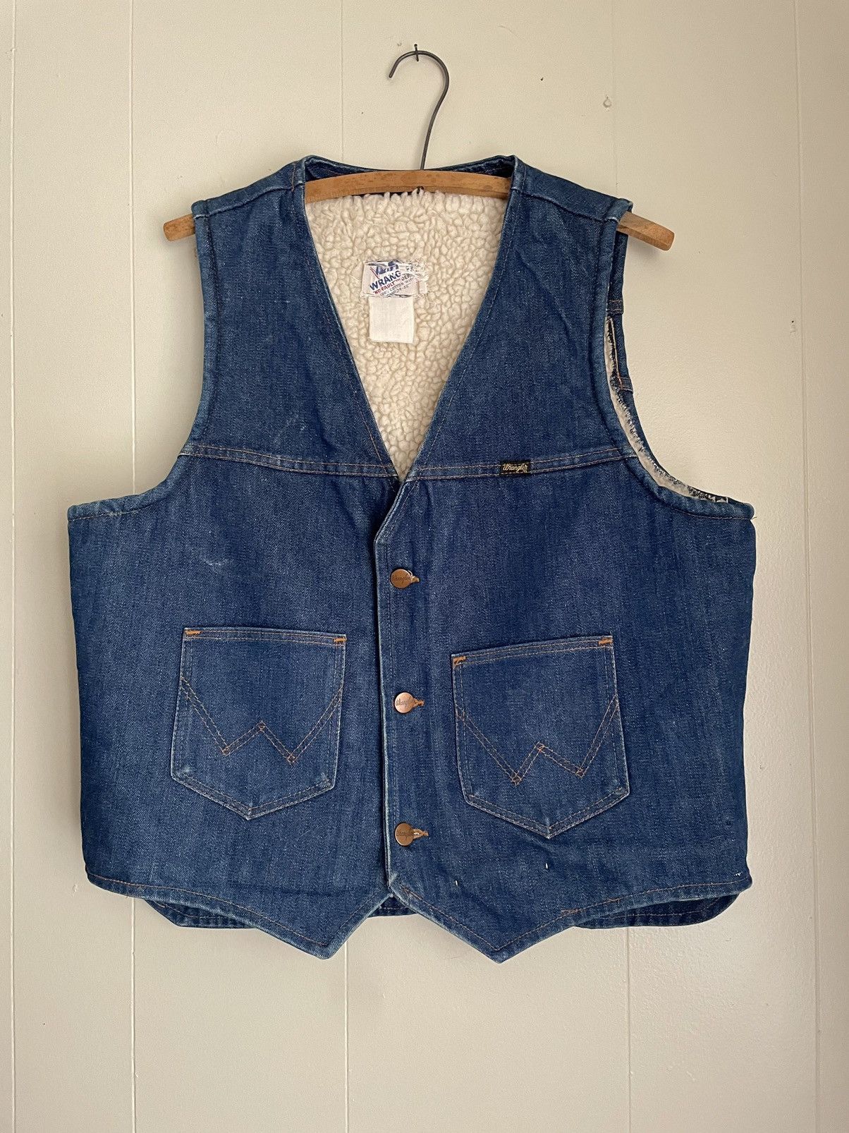 Vintage Vintage 70’s Wrangler Sherpa Lined Western Denim Vest | Grailed