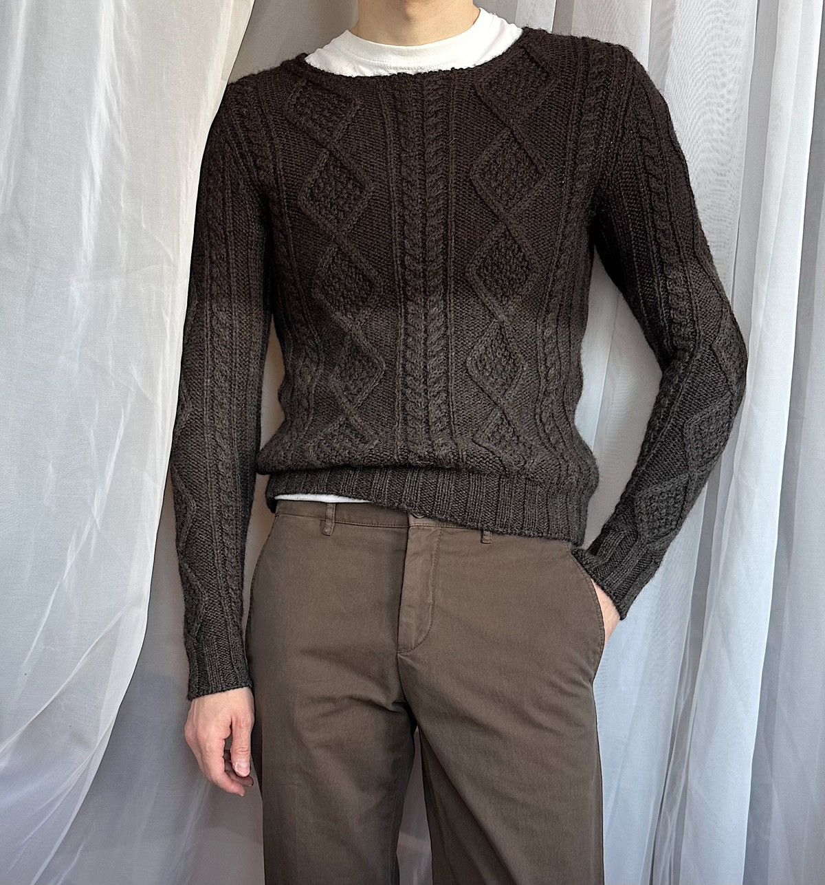 Prada × Streetwear × Vintage PRADA FW04 Ombré Cable Knit Alpaca Runway ...