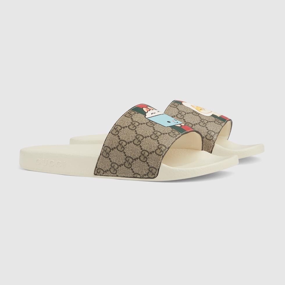Gucci Web Animal Print Cartoon Slide Sandals | Grailed