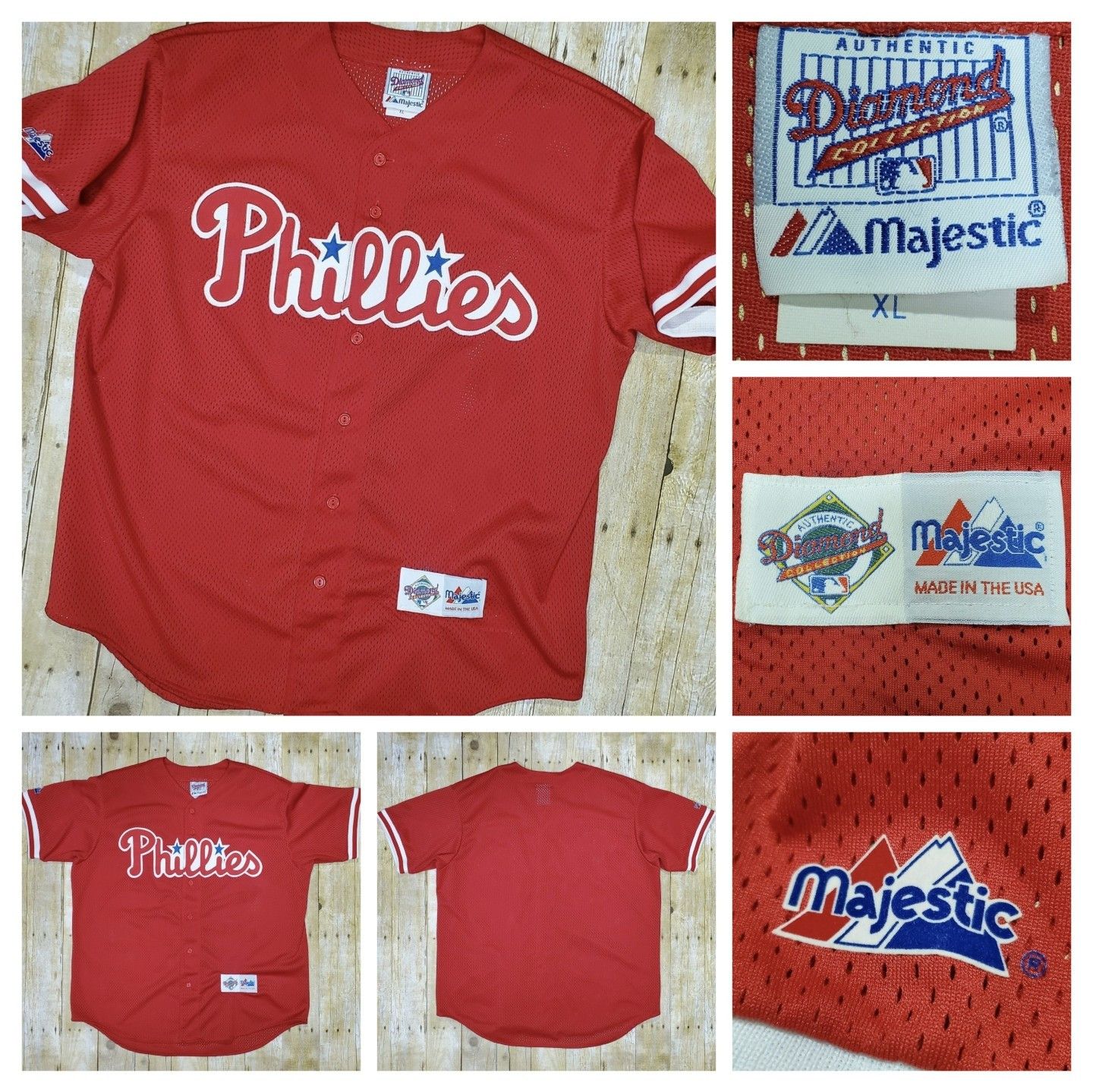 Vintage Vtg 90s Phila Phillies Jersey Made In USA Diamond Collection ...