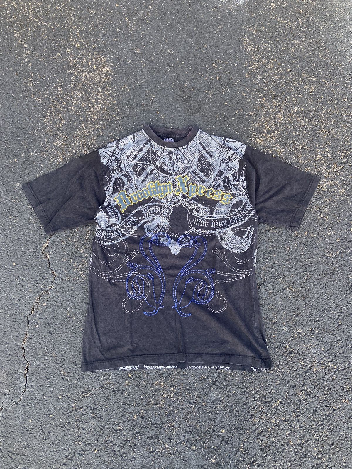 Affliction Crazy Faded Y2K Opium Style All Over Print Skater T-Shirt ...