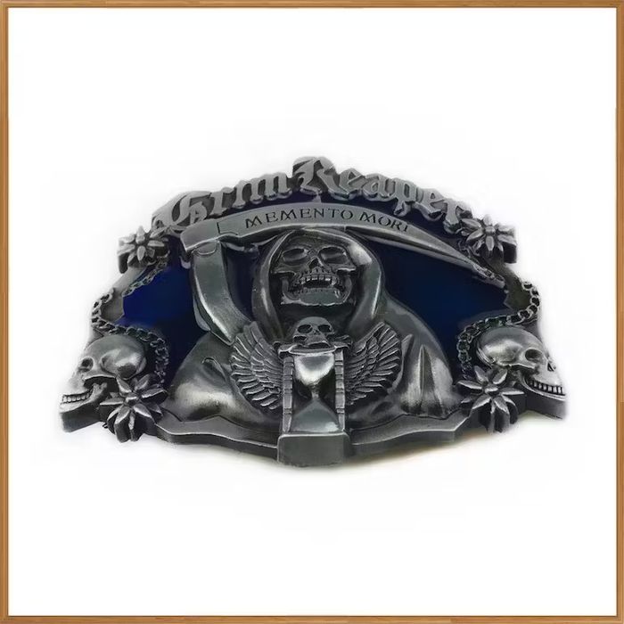 Skulls Blue Enameled GRIM REAPER Belt Buckle | Grailed
