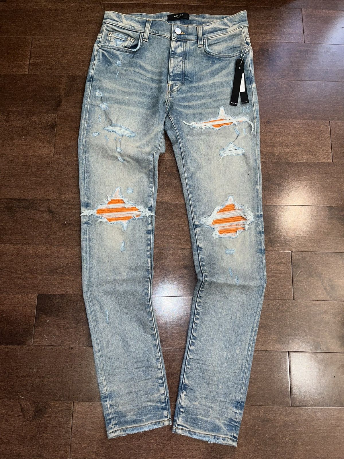 Amiri Amiri Orange MX1 Cracked Jeans | Grailed