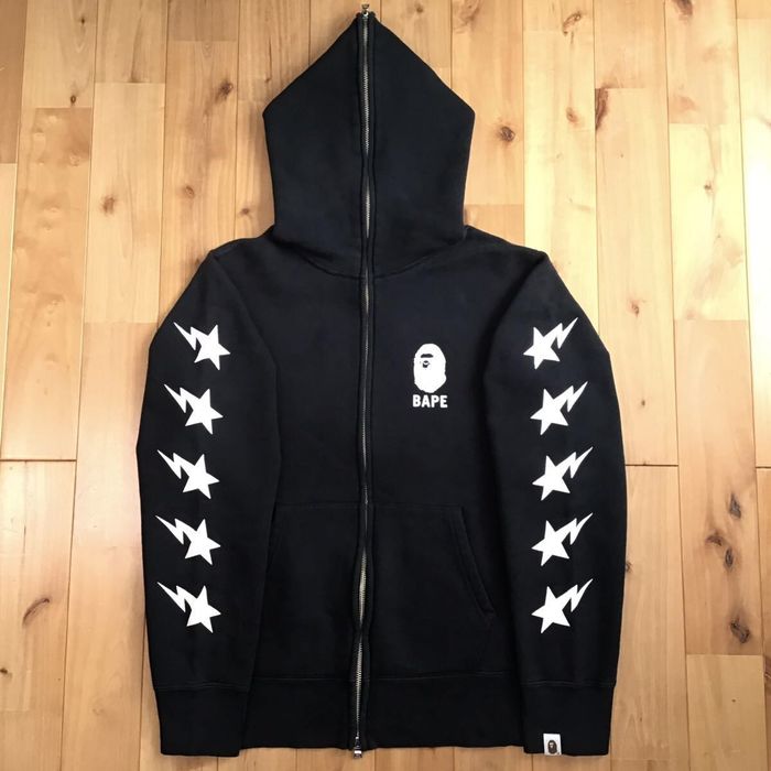 Bape BAPE STA logo full zip hoodie black a bathing ape STAR | Grailed