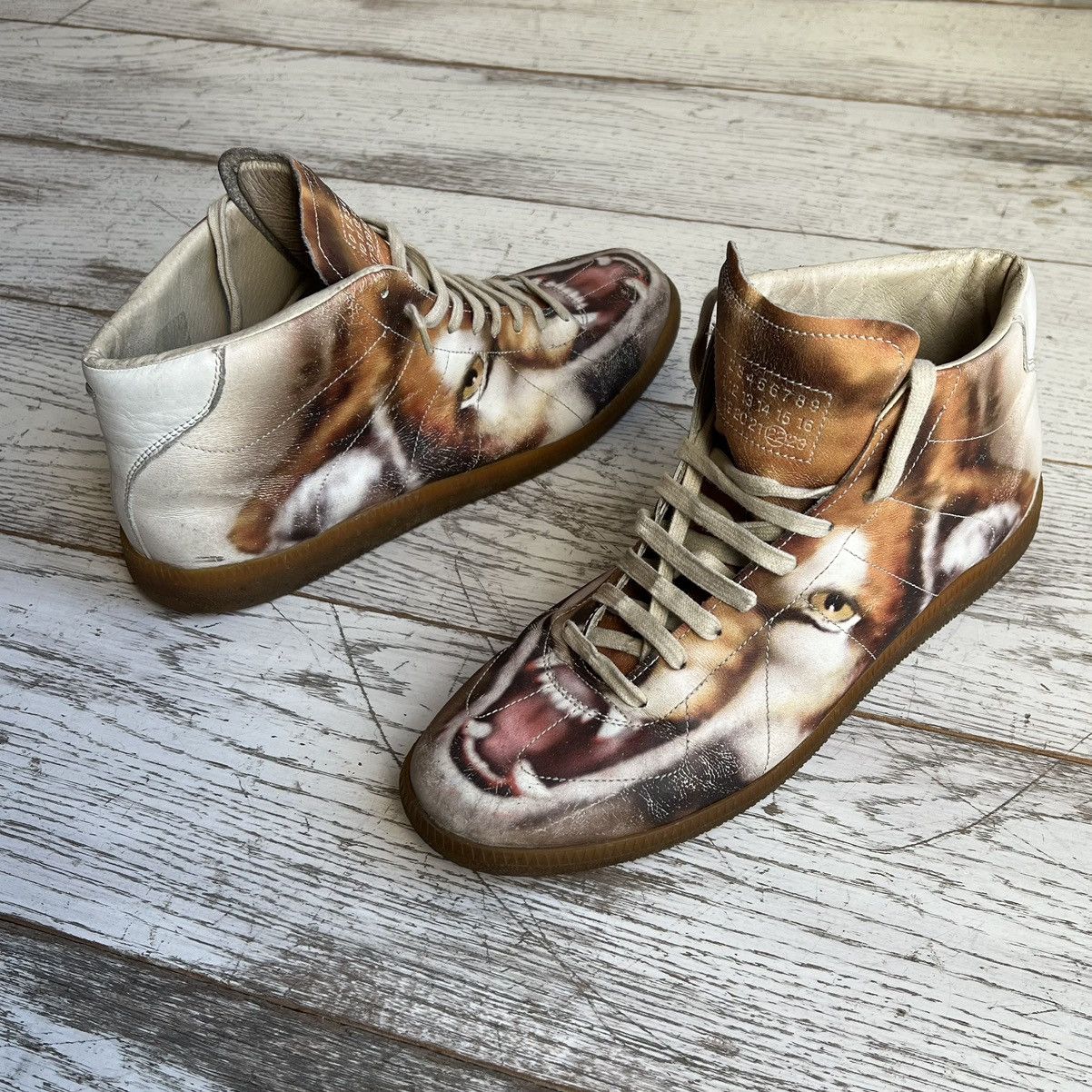 Maison Margiela Maison Margiela high-top GATs replica Tiger/Wolf | Grailed