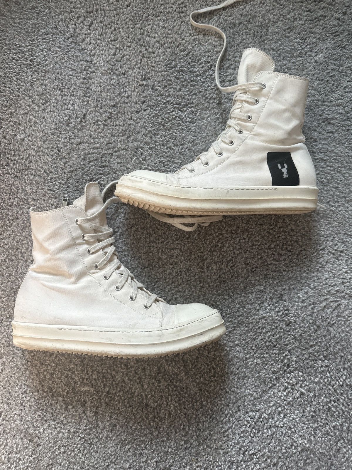 Rick Owens Drkshdw Rick Owens Ramones High Top Sneakers in White | Grailed