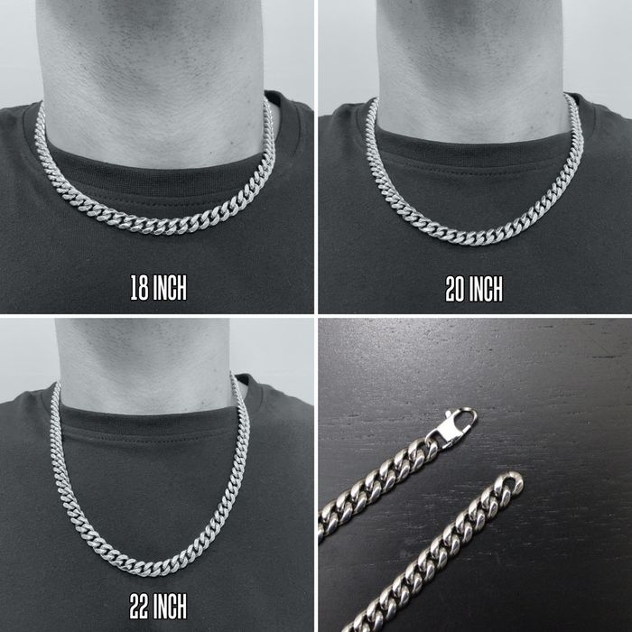 Cuban Link Chain Silver 8mm Cuban Link Chain 18" 20" 22" Stainless ...