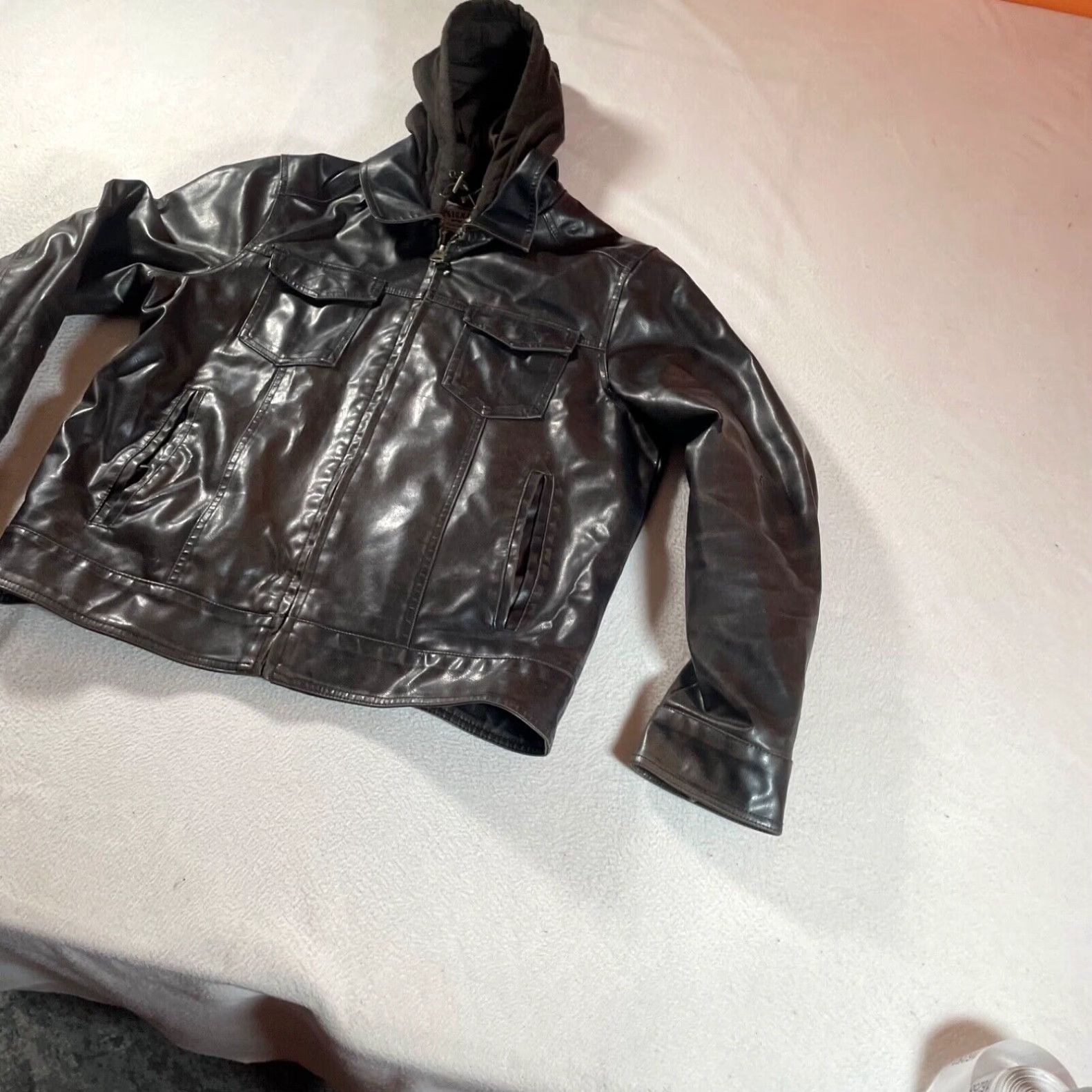 Levi's Levis Leather Jacket Mens Large Black Distressed Hobosheik ...