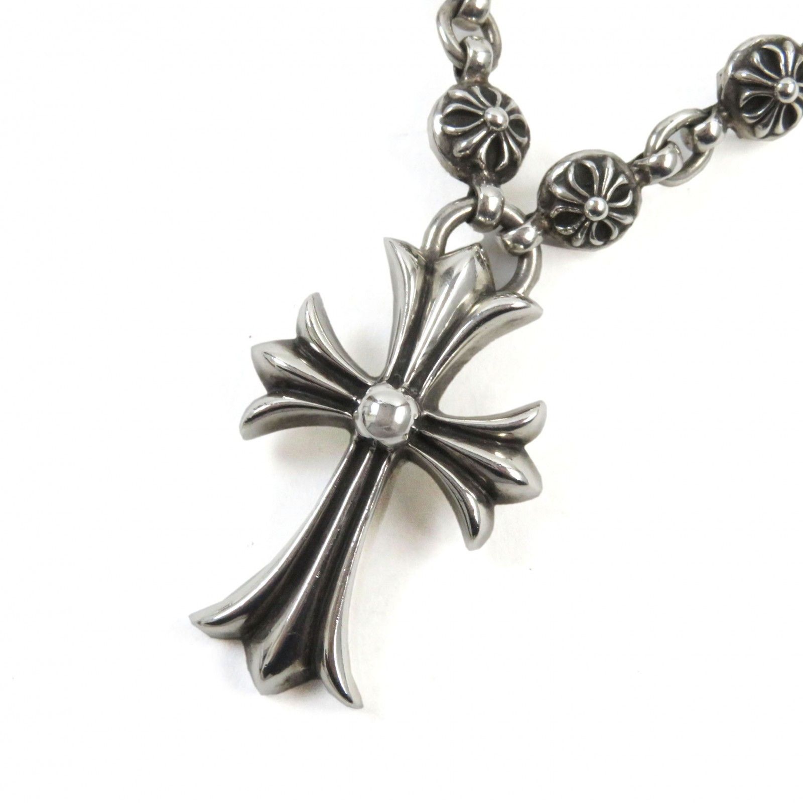 Chrome Hearts Chrome Hearts Cross Ball Chain Cross Necklace - 10 Inch ...