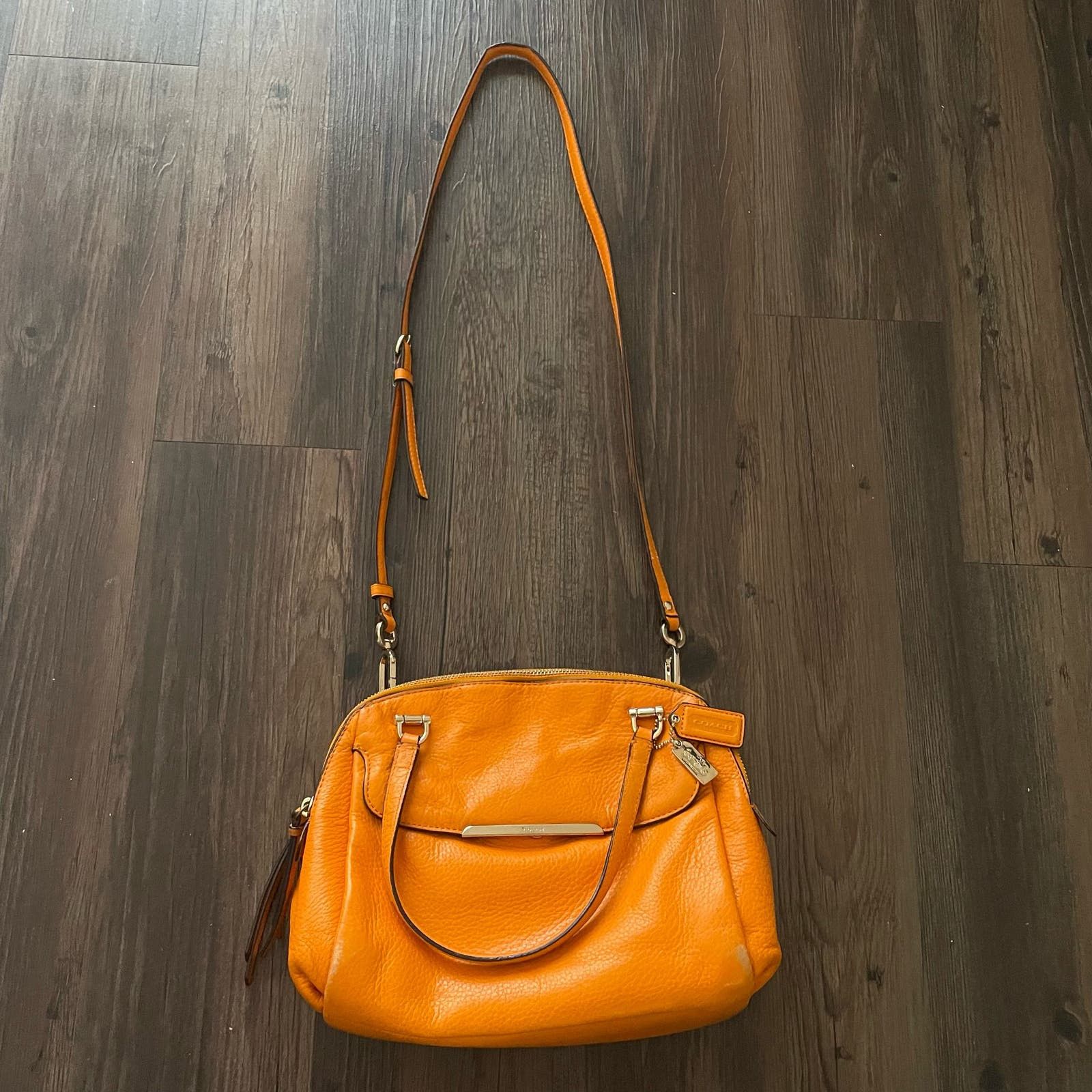 Vintage COACH Madison Small Georgie Satchel Orange Leather | Grailed