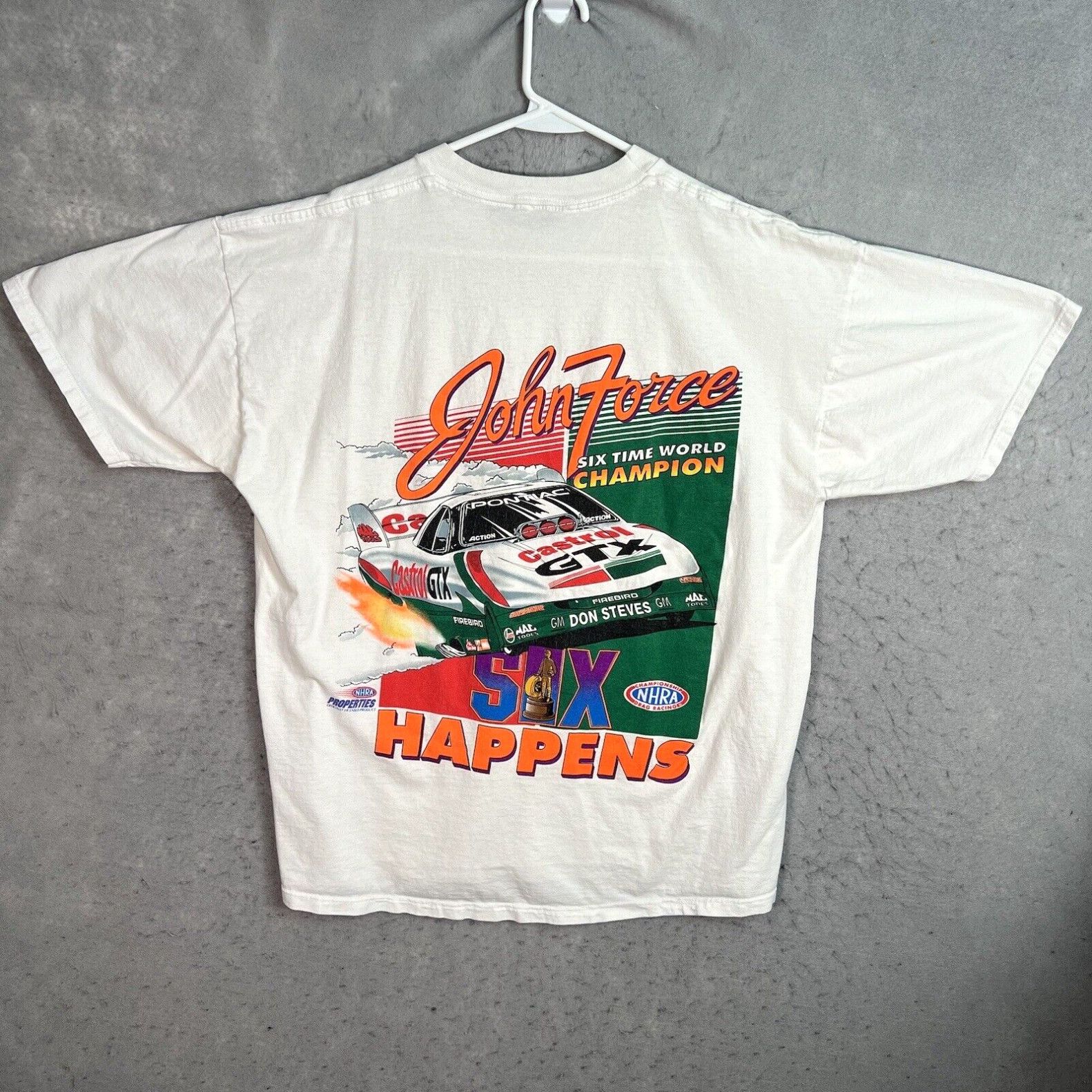 Vintage Vintage 90s John Force Drag Racing Funny Car T Shirt Adult ...