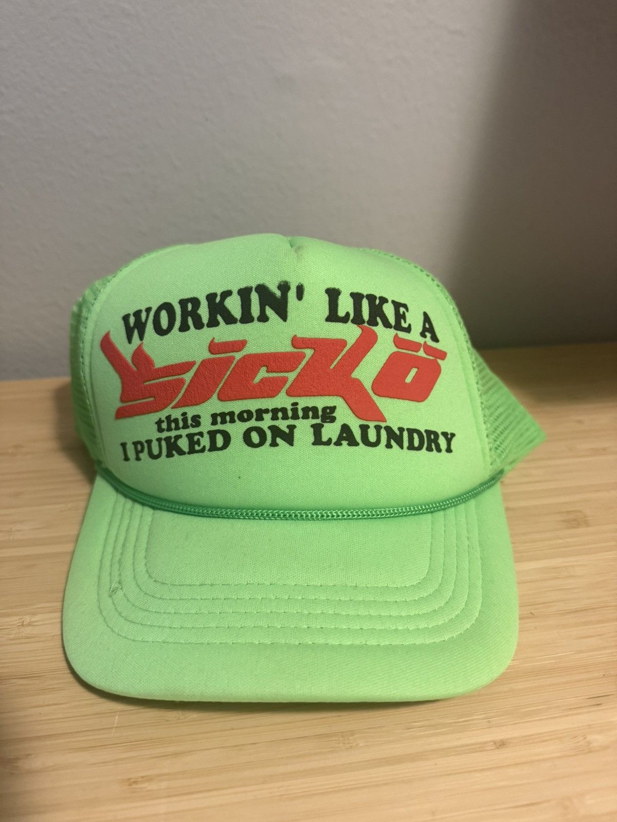 Sicko Sïcko Born From Pain Green Neon Trucker Hat Puff Print Mesh | Grailed