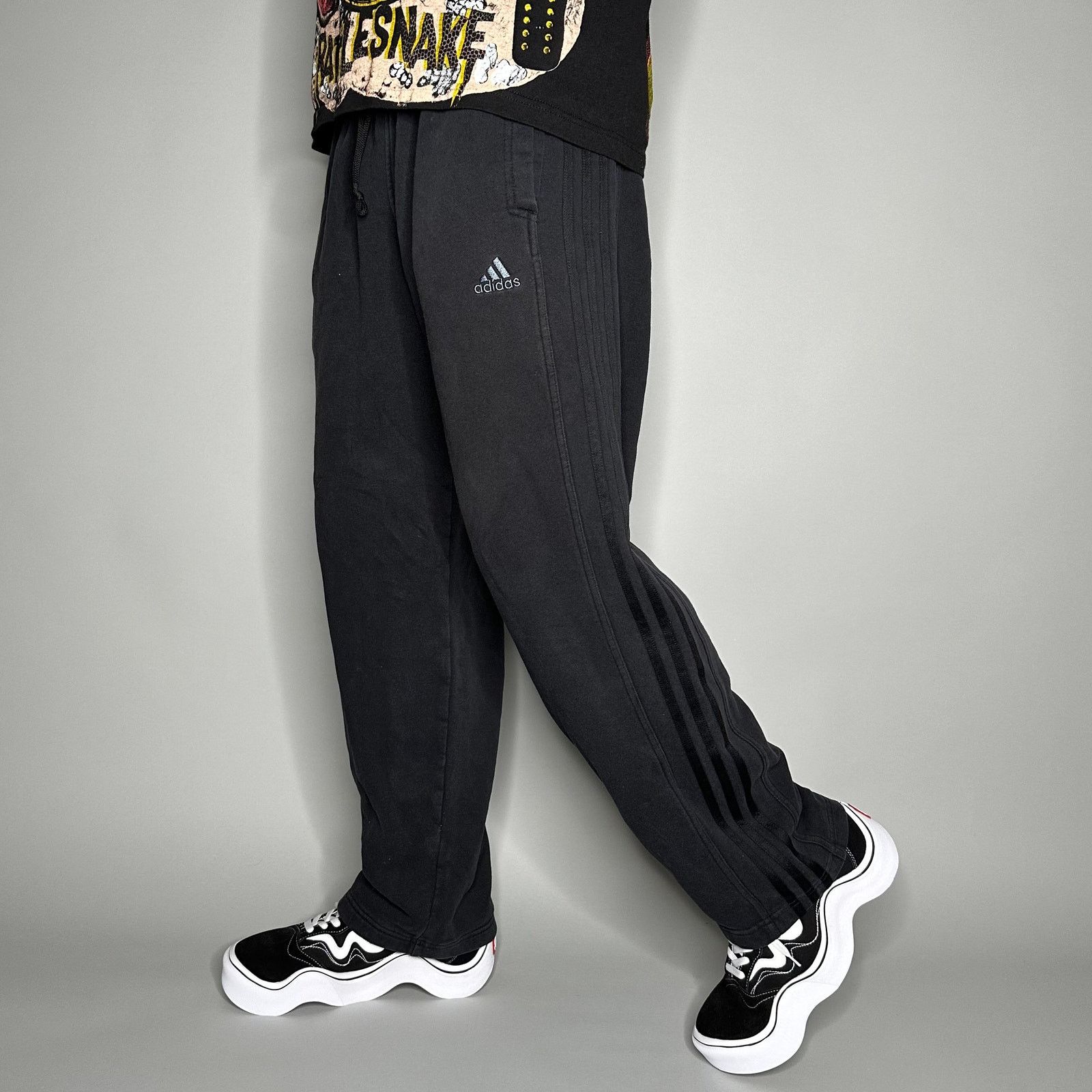 Adidas × Streetwear × Vintage Adidas Sweatpants Smoke Black Cotton ...