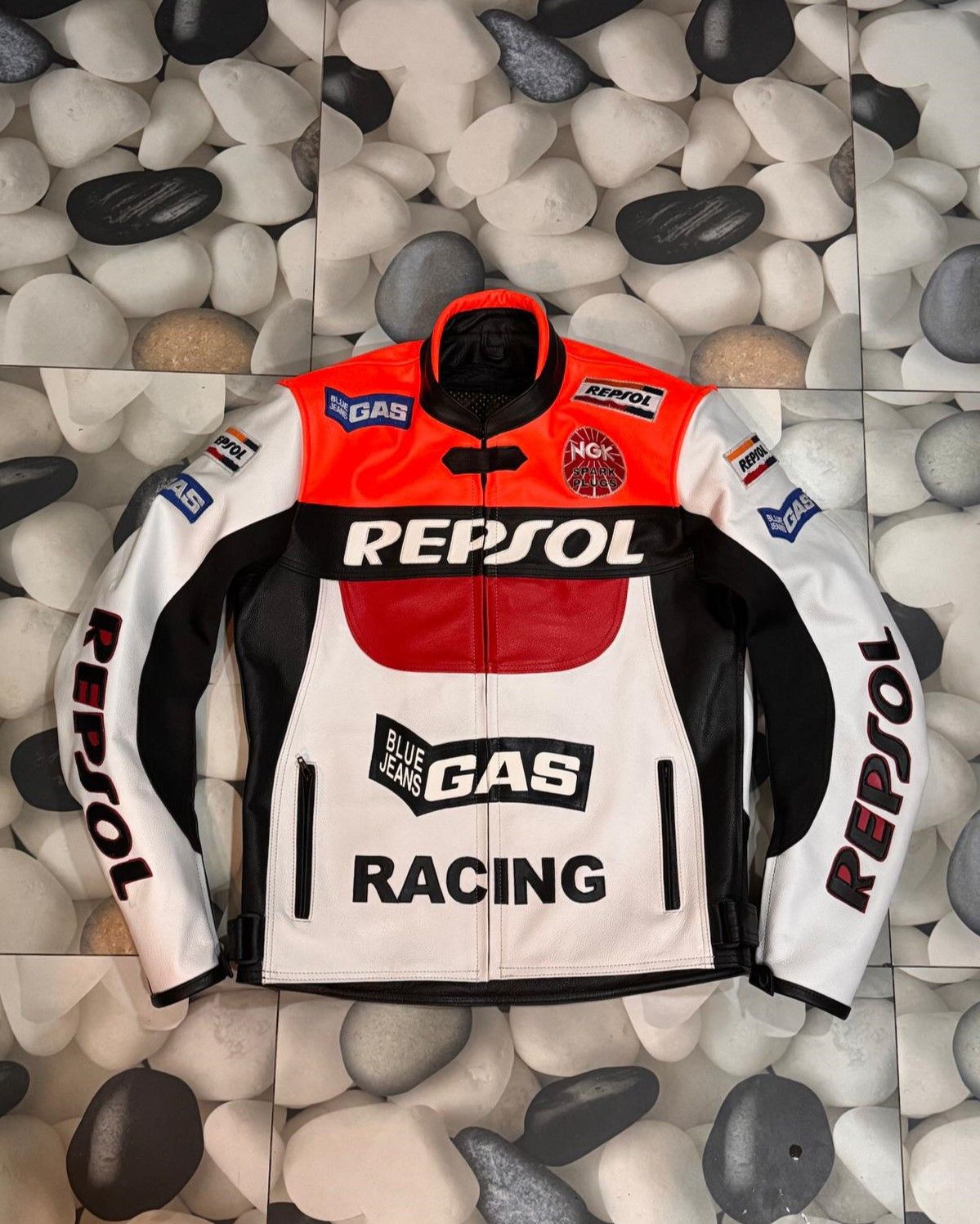 Honda × Leather Jacket × NASCAR Honda CBR Leather Racing Jacket | Grailed