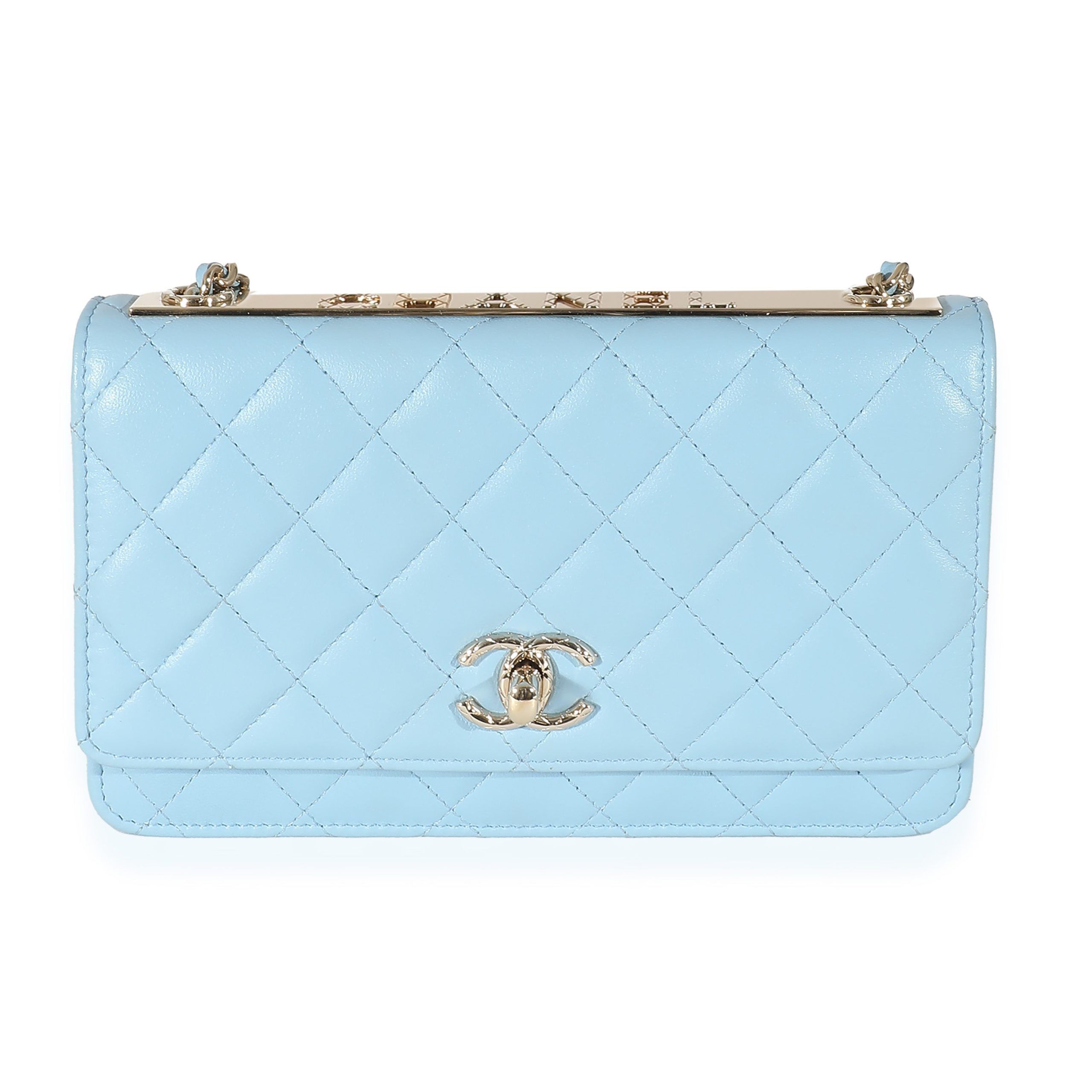Chanel Chanel Light Blue Quilted Lambskin Trendy CC Wallet On Chain ...