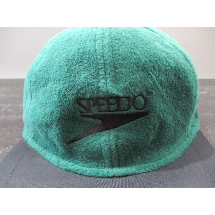 Speedo VINTAGE Speedo Hat Cap Strap Back Green Logo Fleece Swimming ...