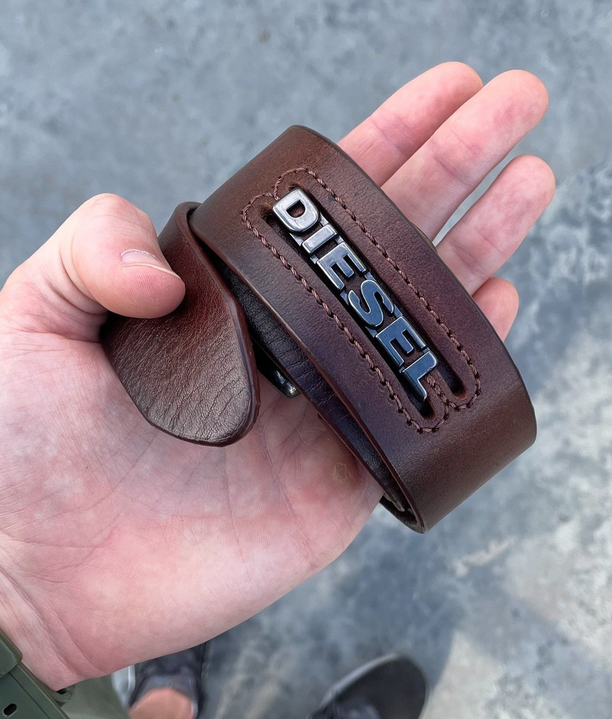 Diesel VINTAGE DIESEL LEATHER Y2k AVANT GARDE LOGO BELT | Grailed