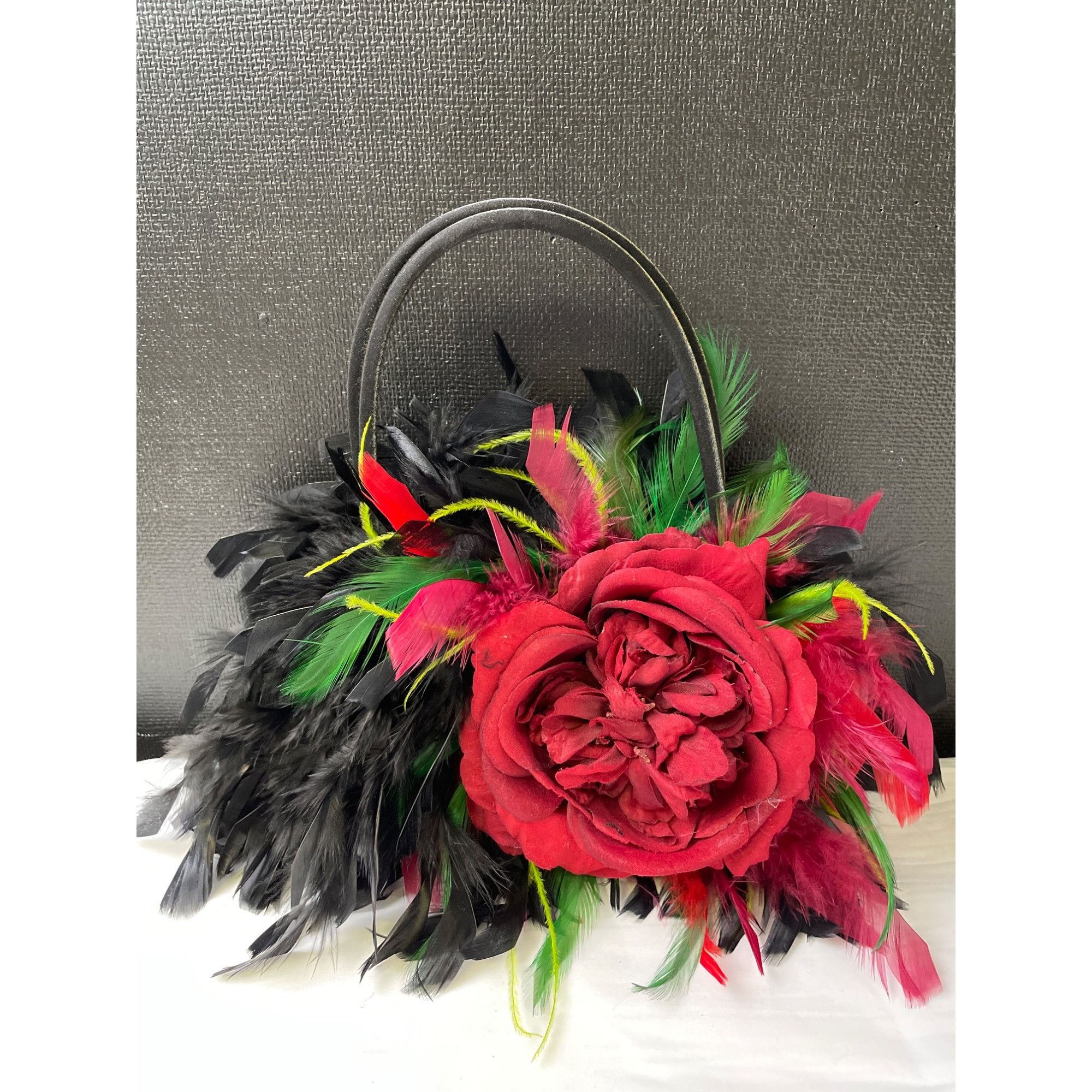 Other Vintage Women's Black/Multi Handcrafted Feather Handbag with ...