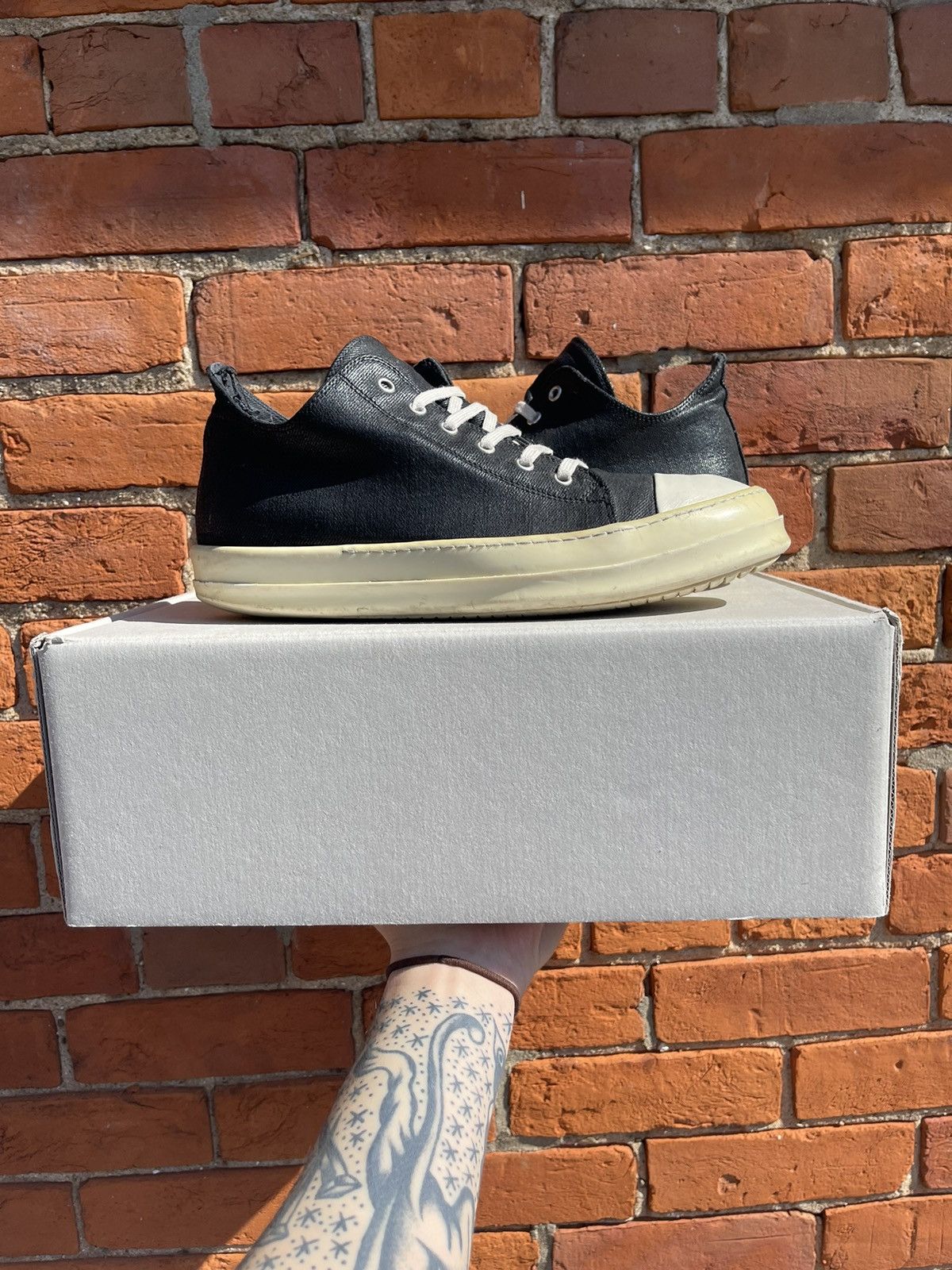 Rick Owens Rick Owens Ramones Low Top Sneakers Waxed Canvas | Grailed
