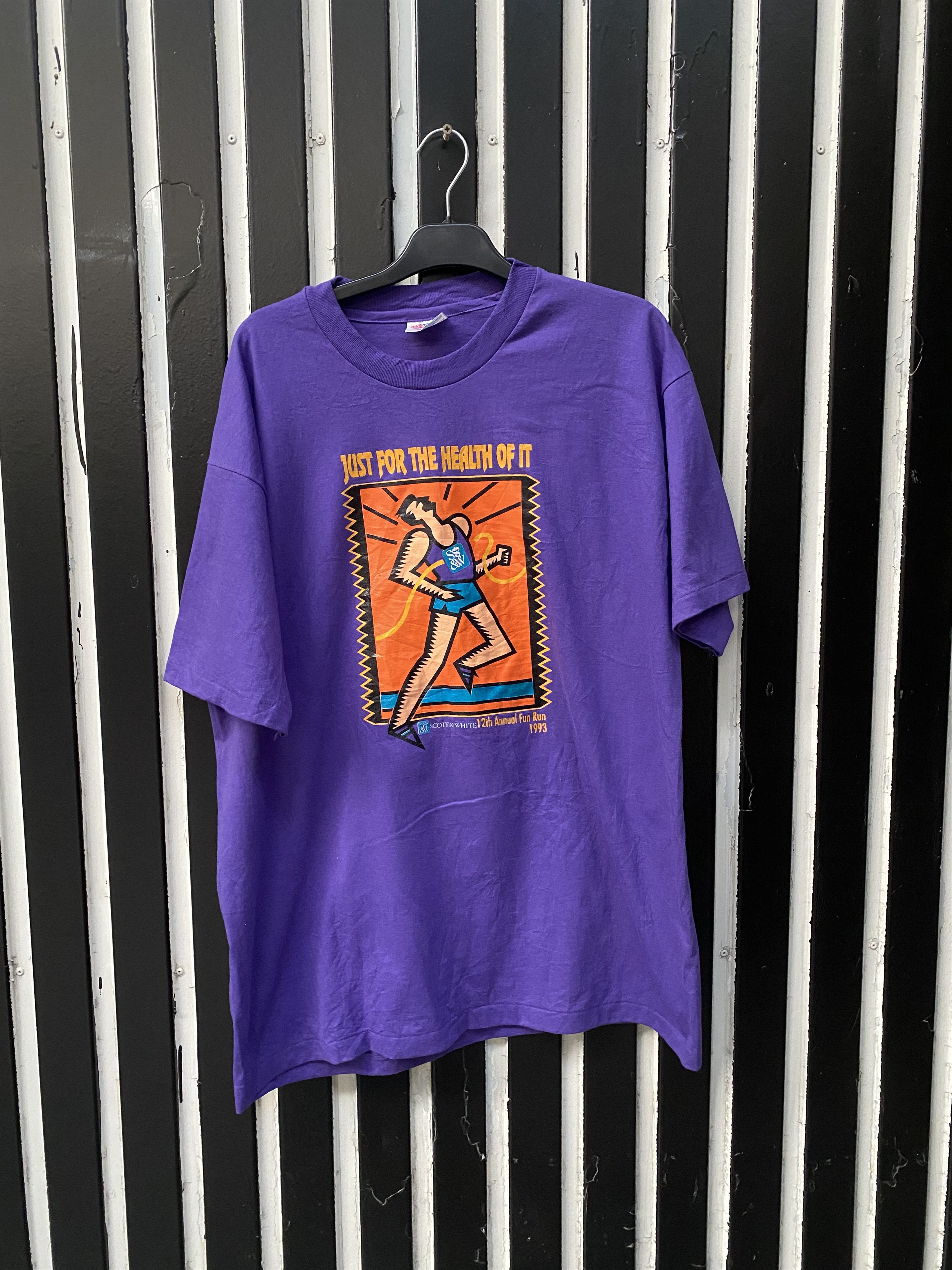 Hanes For the Health running 1993 purple yellow | Grailed