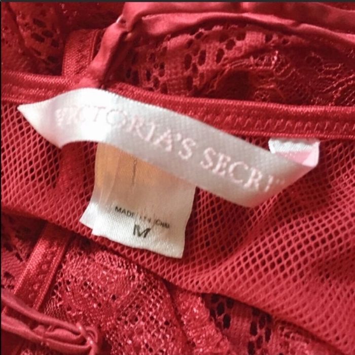 Victoria's Secret Victoria’s Secret Red Sheer Satin Lace Babydoll Tank ...