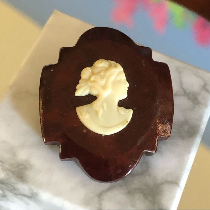 Vintage Vintage Victorian lady celluloid brooch | Grailed