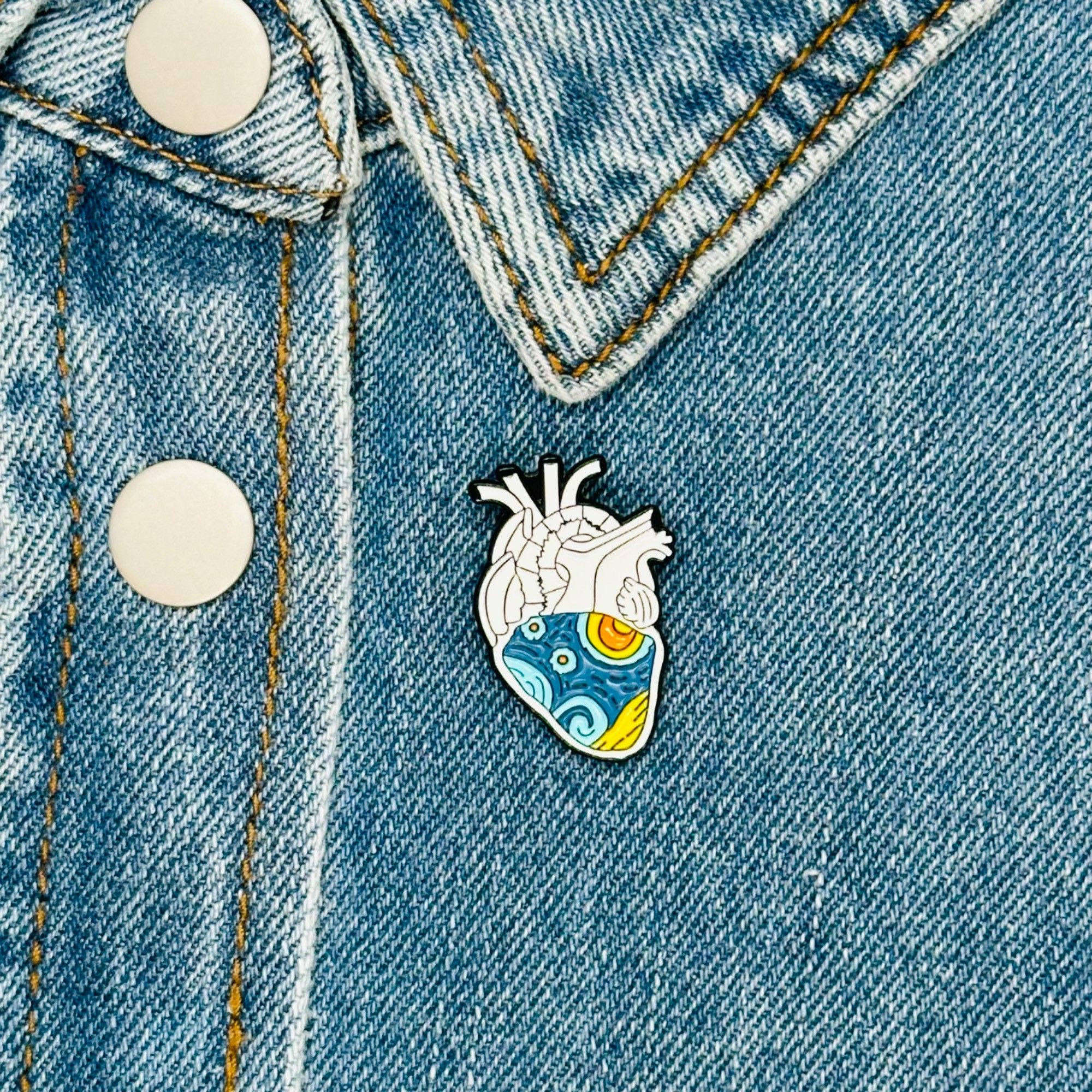 Other 🤩Anatomical Heart Shaped Pin Badges Vangoh Starry Night Gif | Grailed