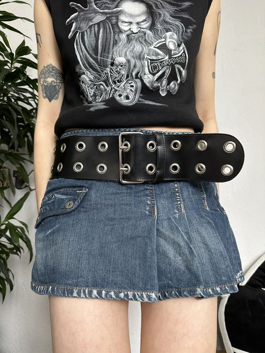 Designer Big Chunky Buckle Belt Punk Faux Leather Rockstar 00s | Grailed