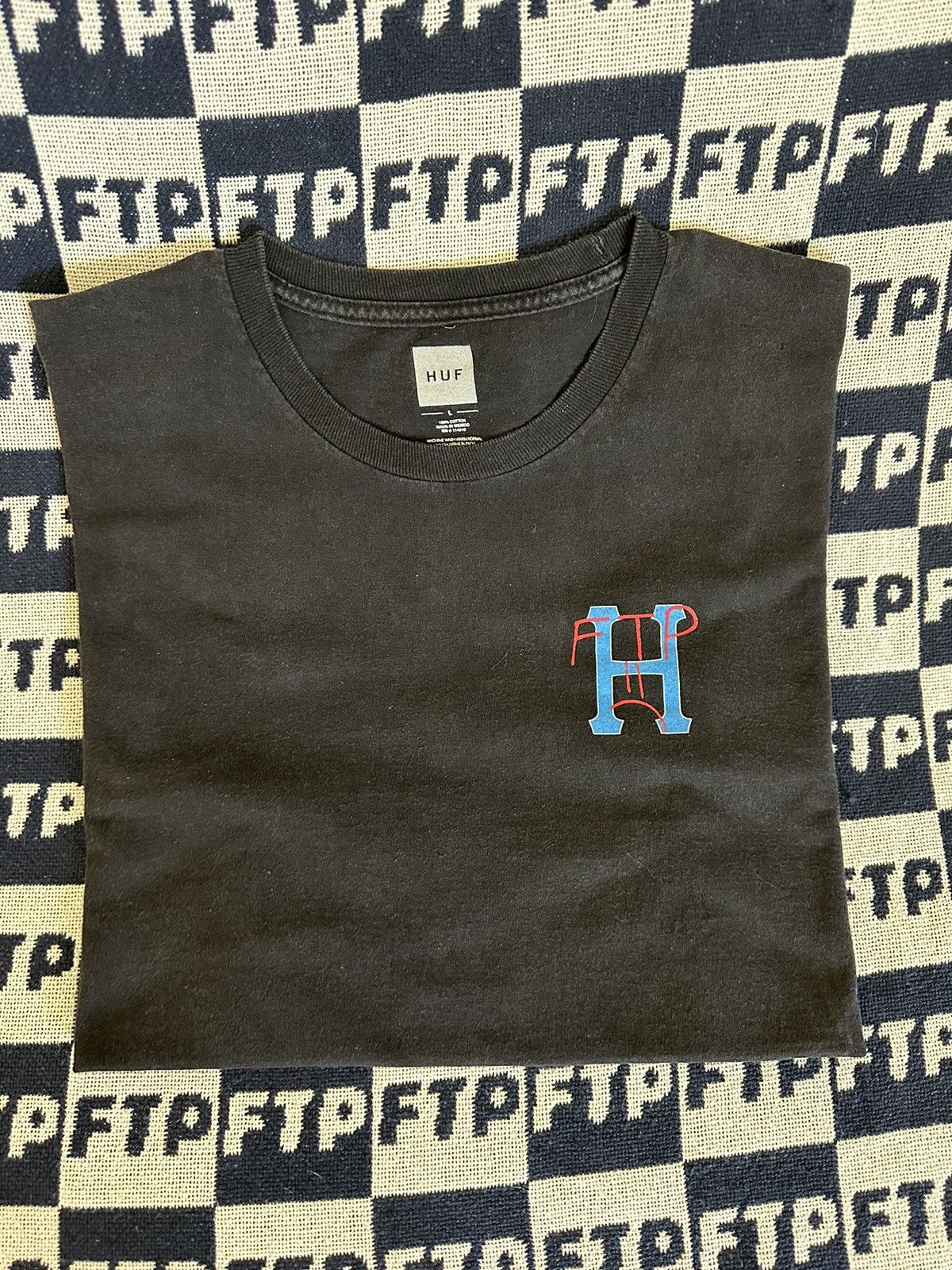Fuck The Population × Huf HUF X FTP SAD FACE LOGO TEE | Grailed