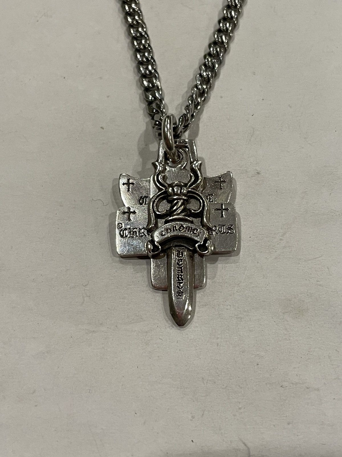 Chrome Hearts Chrome Hearts 3 Trinkets Dagger Pendant Cuban Chain ...