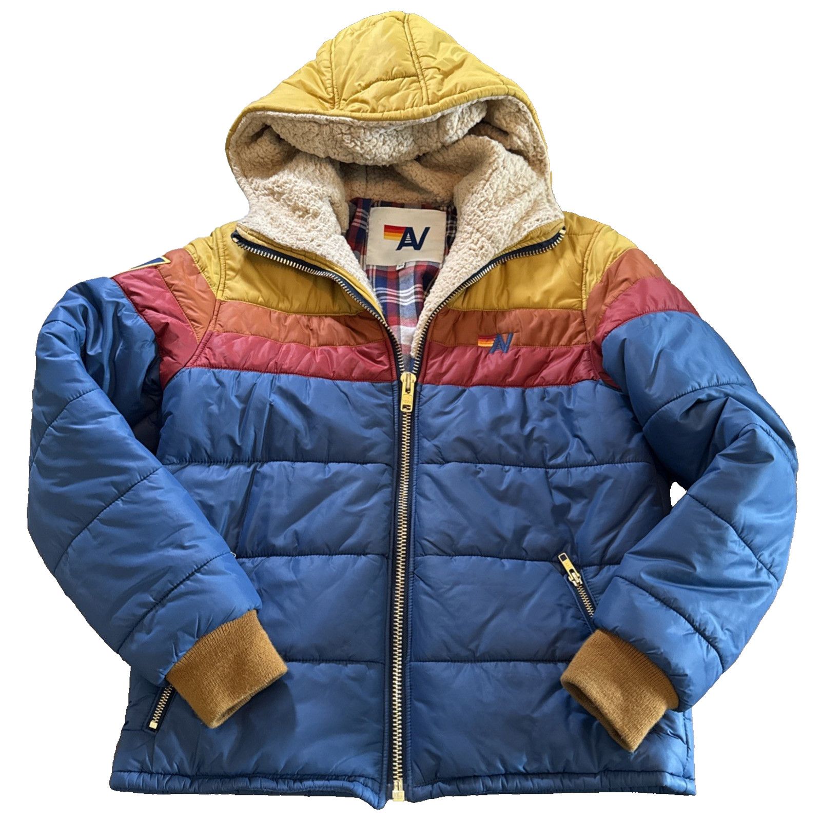 Aviator Nation Aviator Nation Trekker Sherpa Hood Puffy Retro Outerwear ...