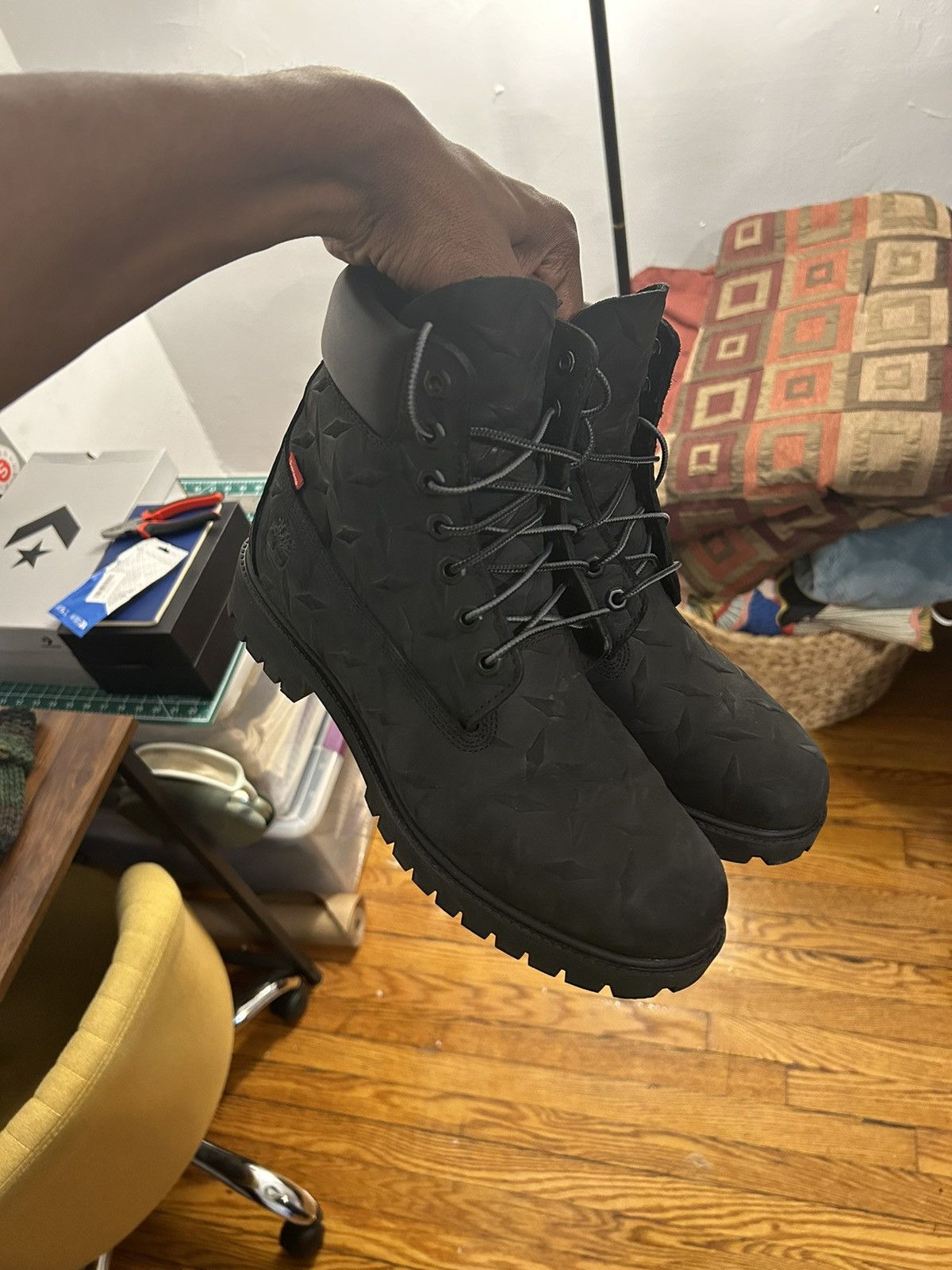 Supreme × Timberland Supreme Diamond Plate Timberland Boots | Grailed