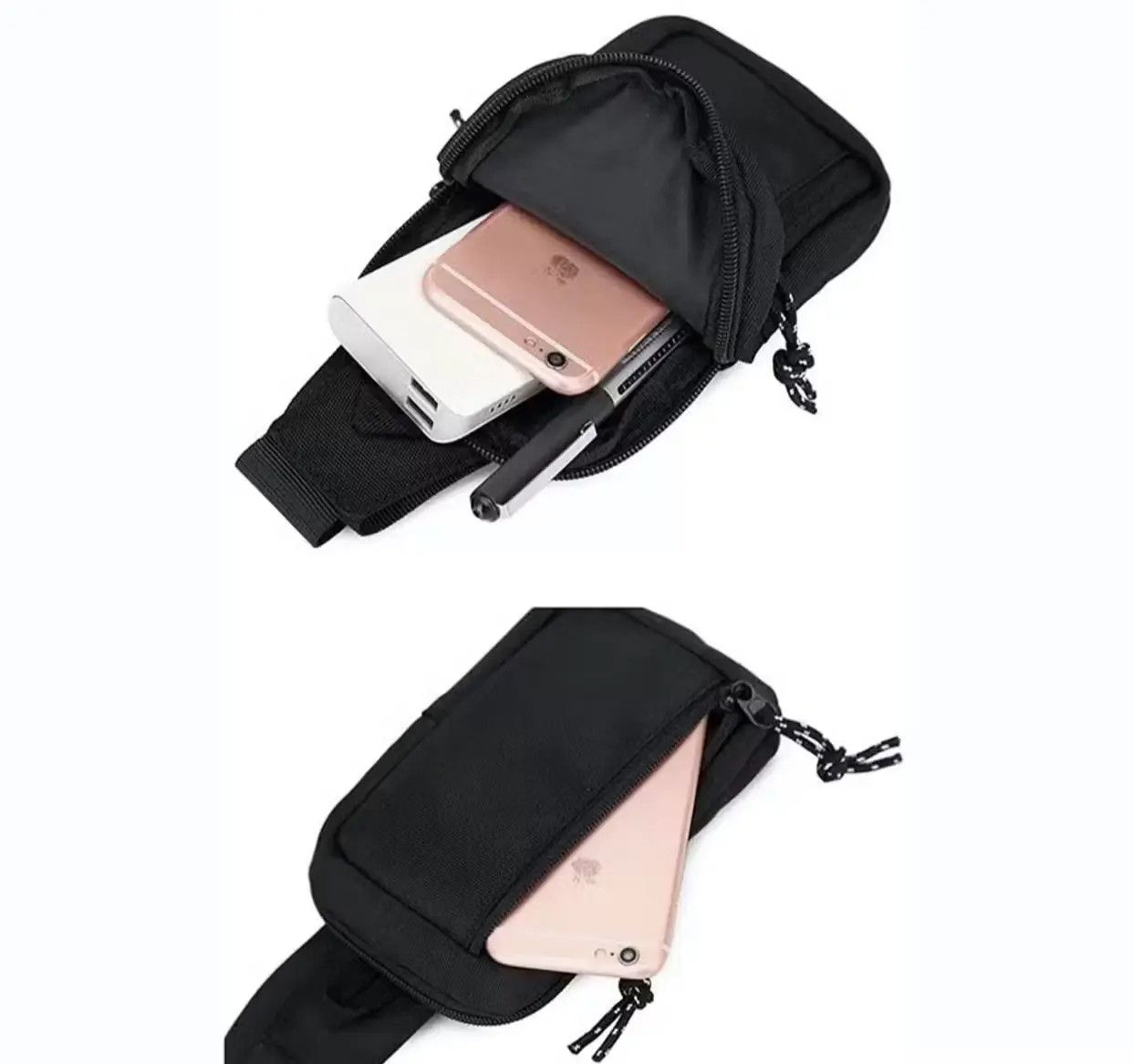 Streetwear Black Shoulder Carry Side Bag Zip Satchel Pack Tactical ...