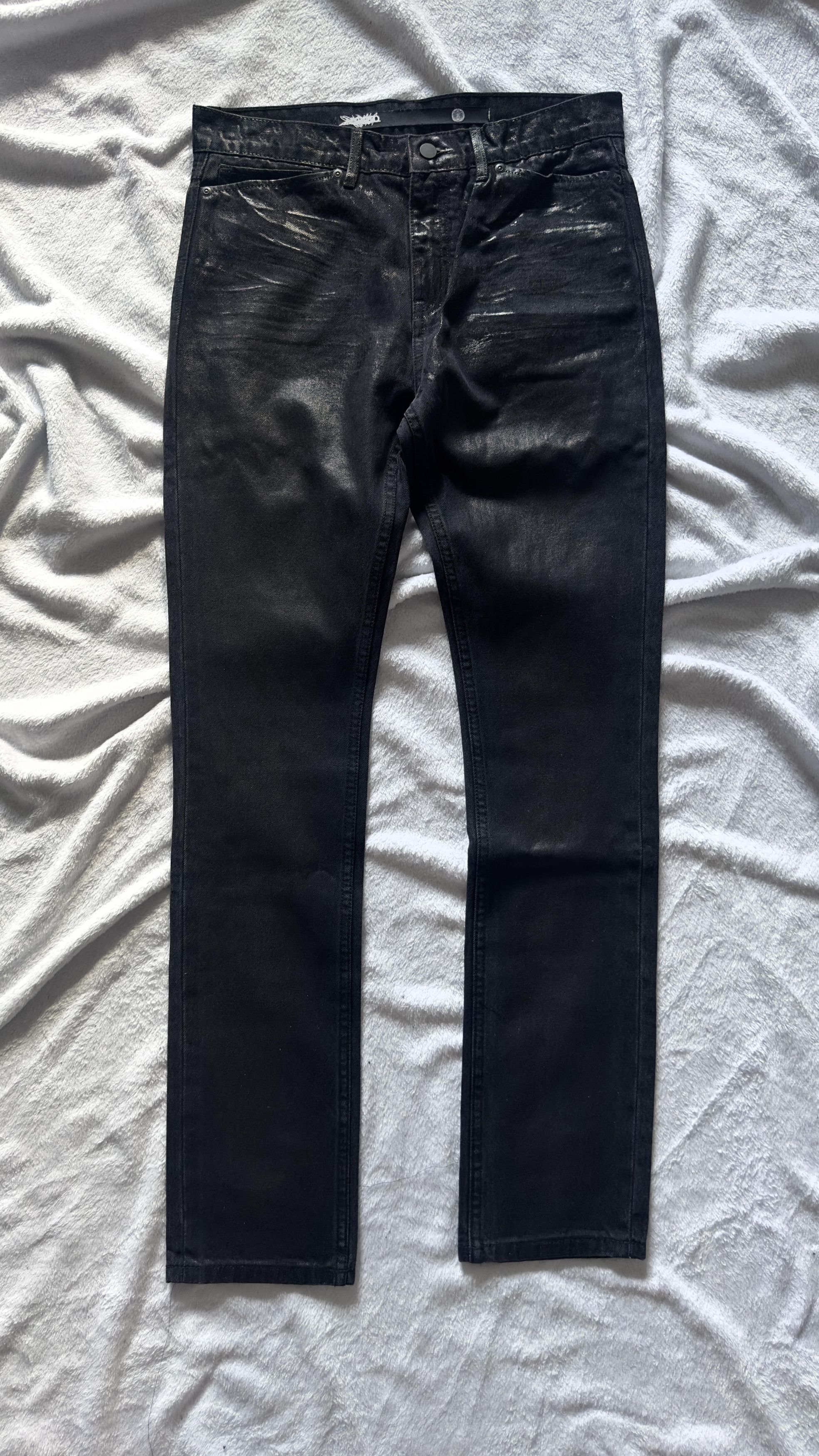 Hedi Slimane Dior hedi slimane luster metallic painted jeans | Grailed