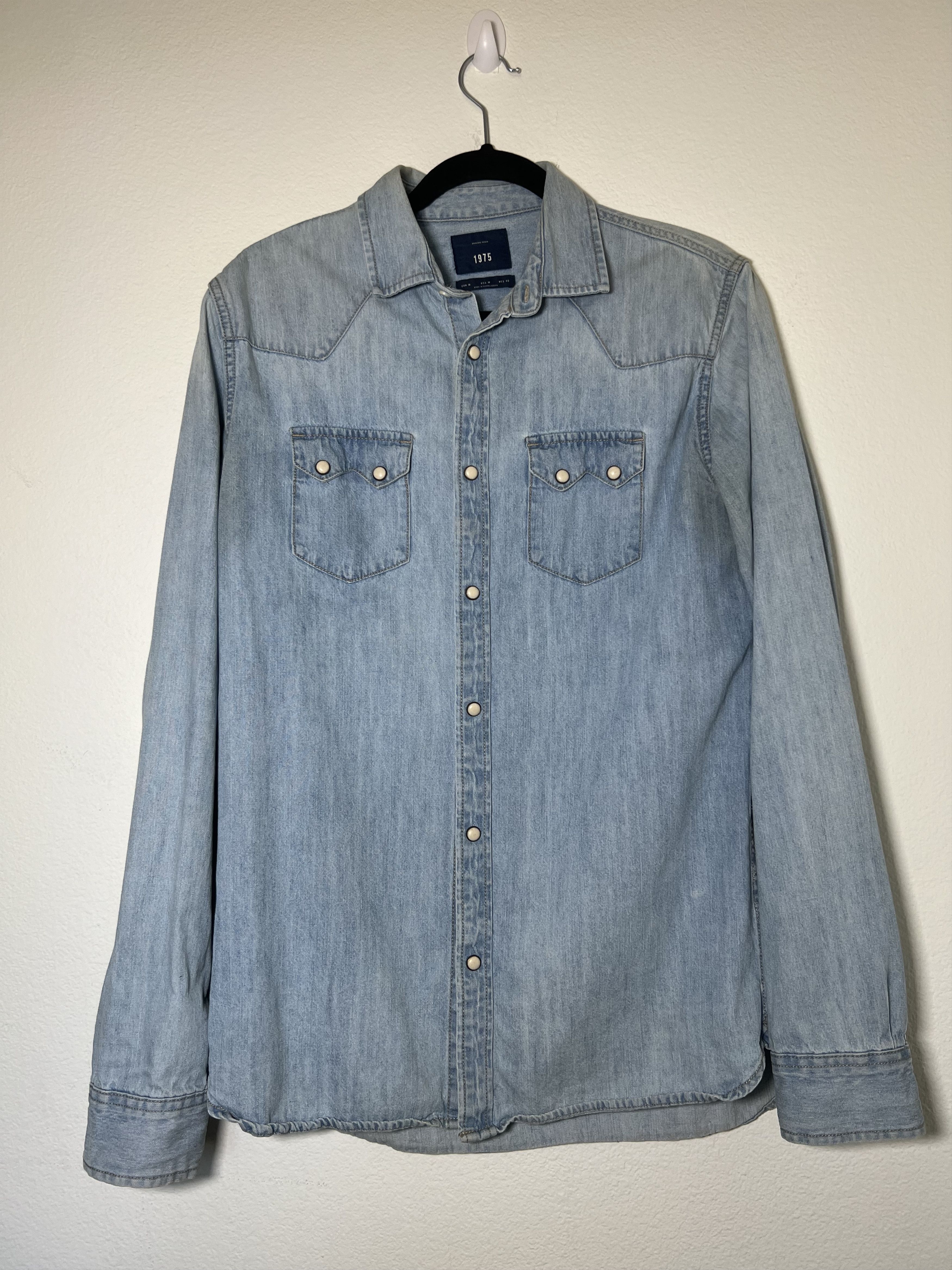 Zara Zara 1975 Original Denim Western Pearl Snap Button Up | Grailed