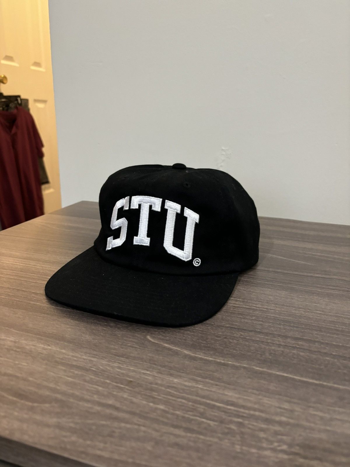 Streetwear × Stussy Stussy STU Arch Strapback Cap in Black | Grailed