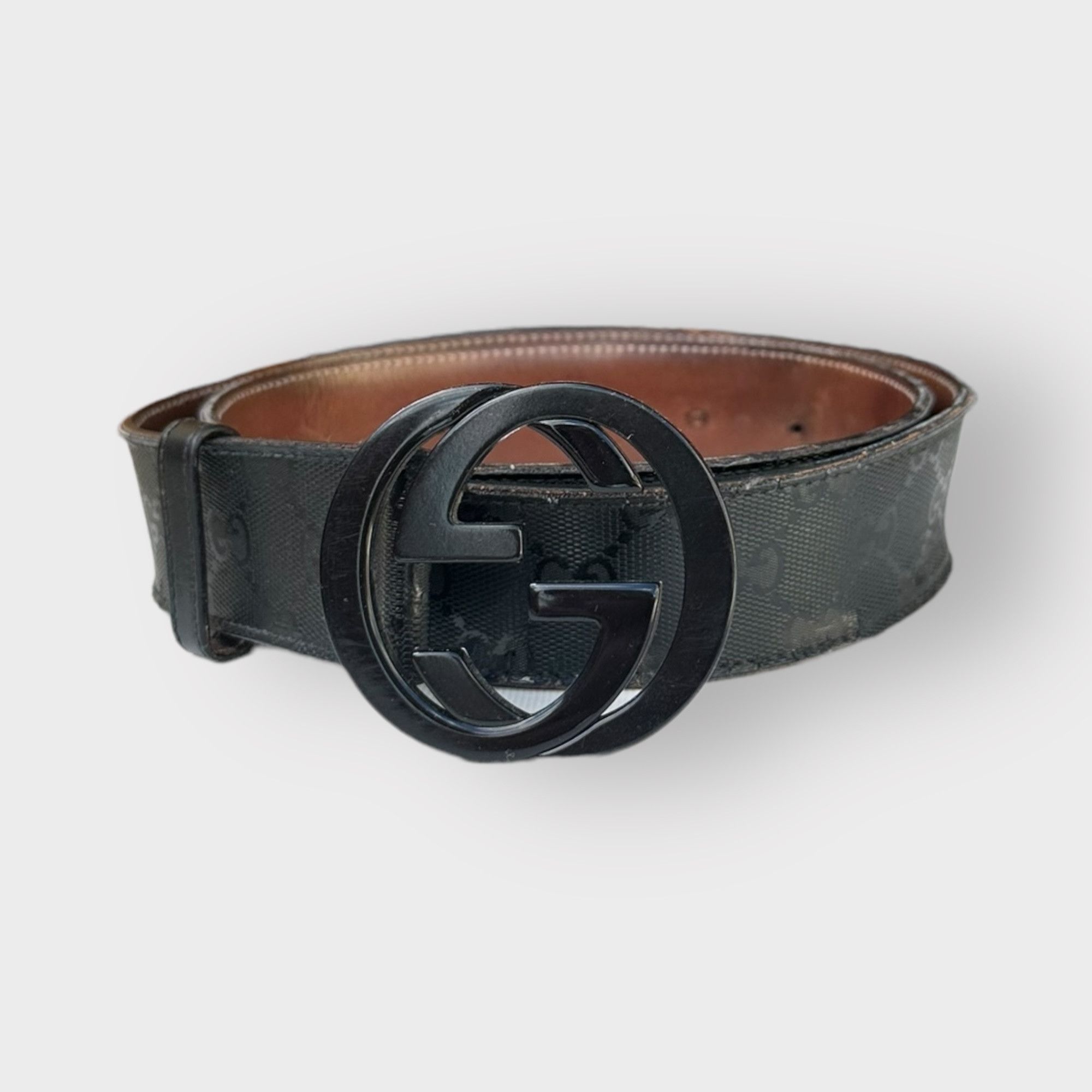 Gucci Gucci Belt Imprime Monogram Black Canvas Black Buckle | Grailed