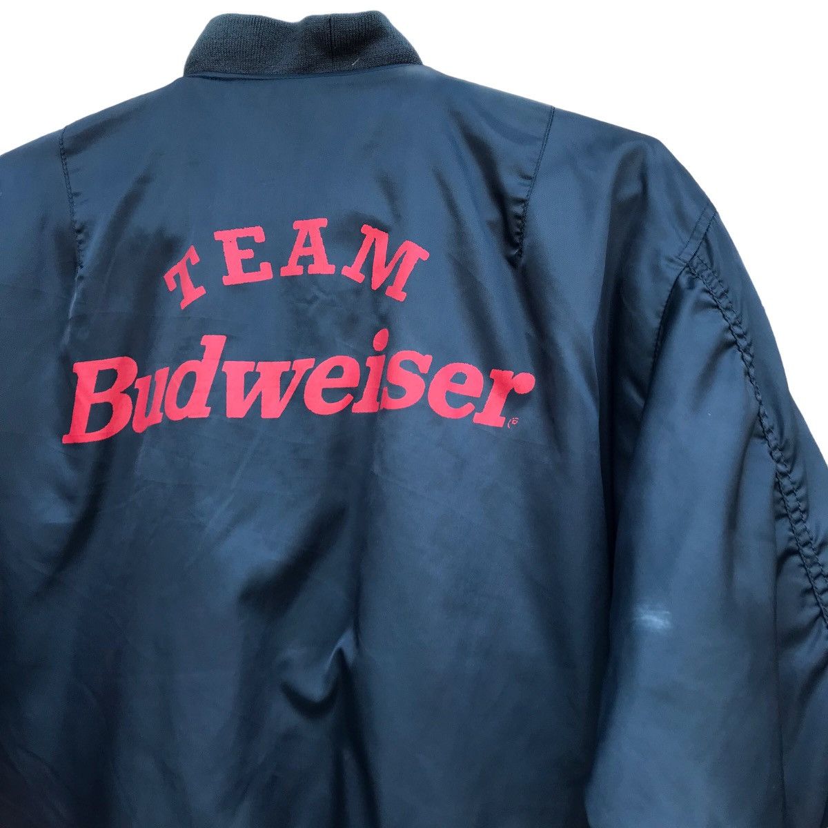 Bomber Jacket × Budweiser × Vintage Vintage Budweiser Team Reversible ...