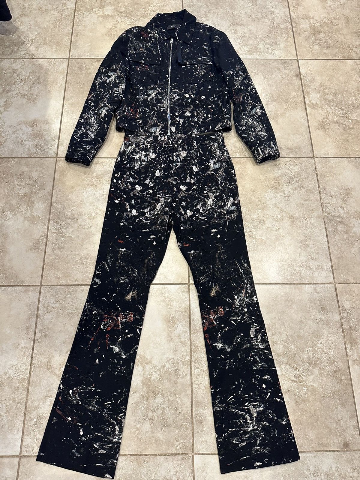 Amiri $4280 AMIRI Paint Splatter Wool Jacket And Pants full set | Grailed