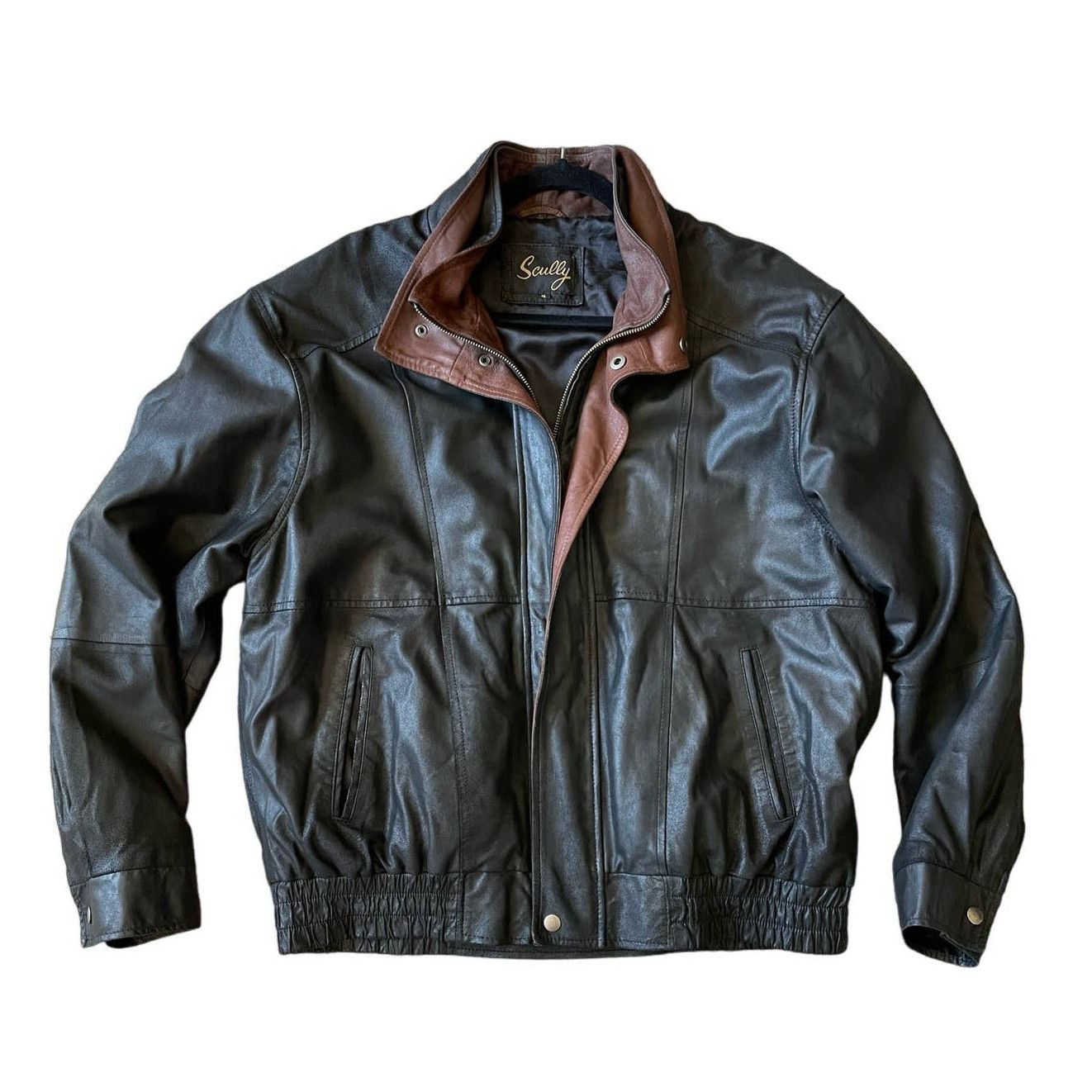 Scully Leather Scully Black Leather Featherlite Bomber Jacket size XL ...